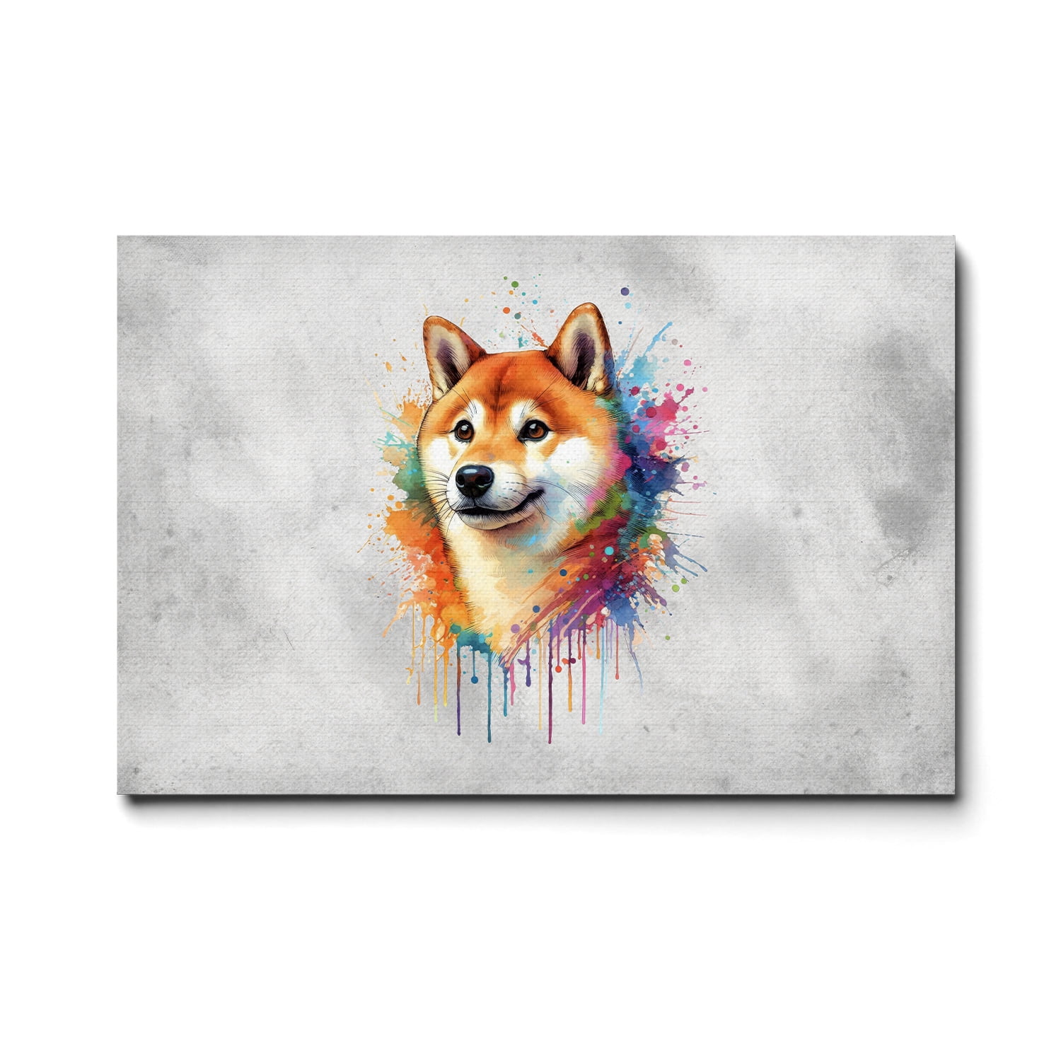 Watercolor Drip Shiba Inu Pop Art Colorful Portrait Artwork Horizontal ...