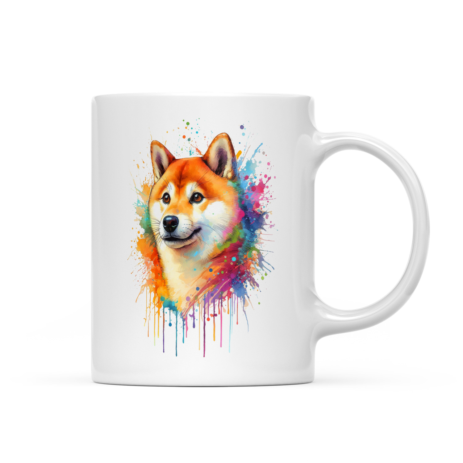 Watercolor Drip Shiba Inu Pop Art Colorful Portrait Artwork Mug Shibas ...
