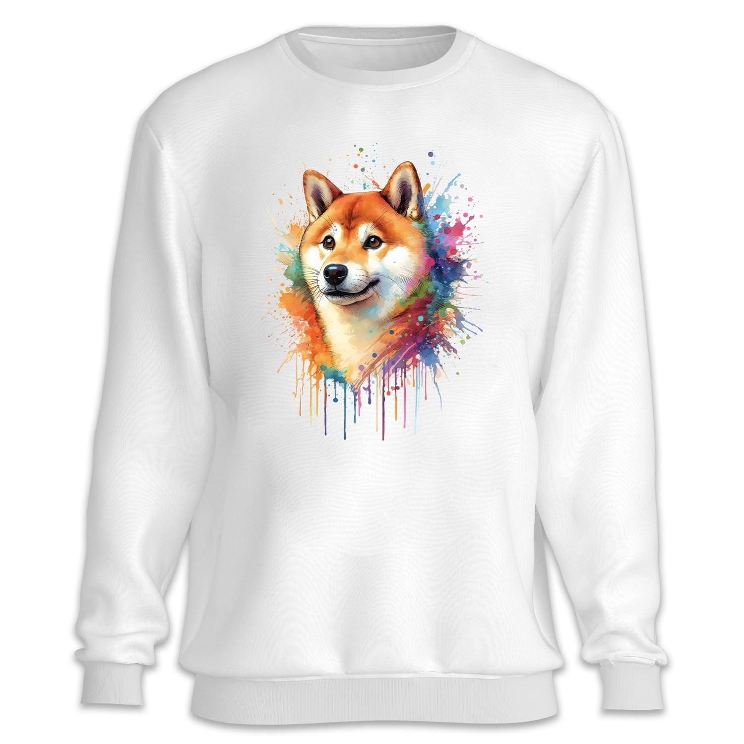 Watercolor Drip Shiba Inu Pop Art Colorful Portrait Artwork Sweatshirt ...
