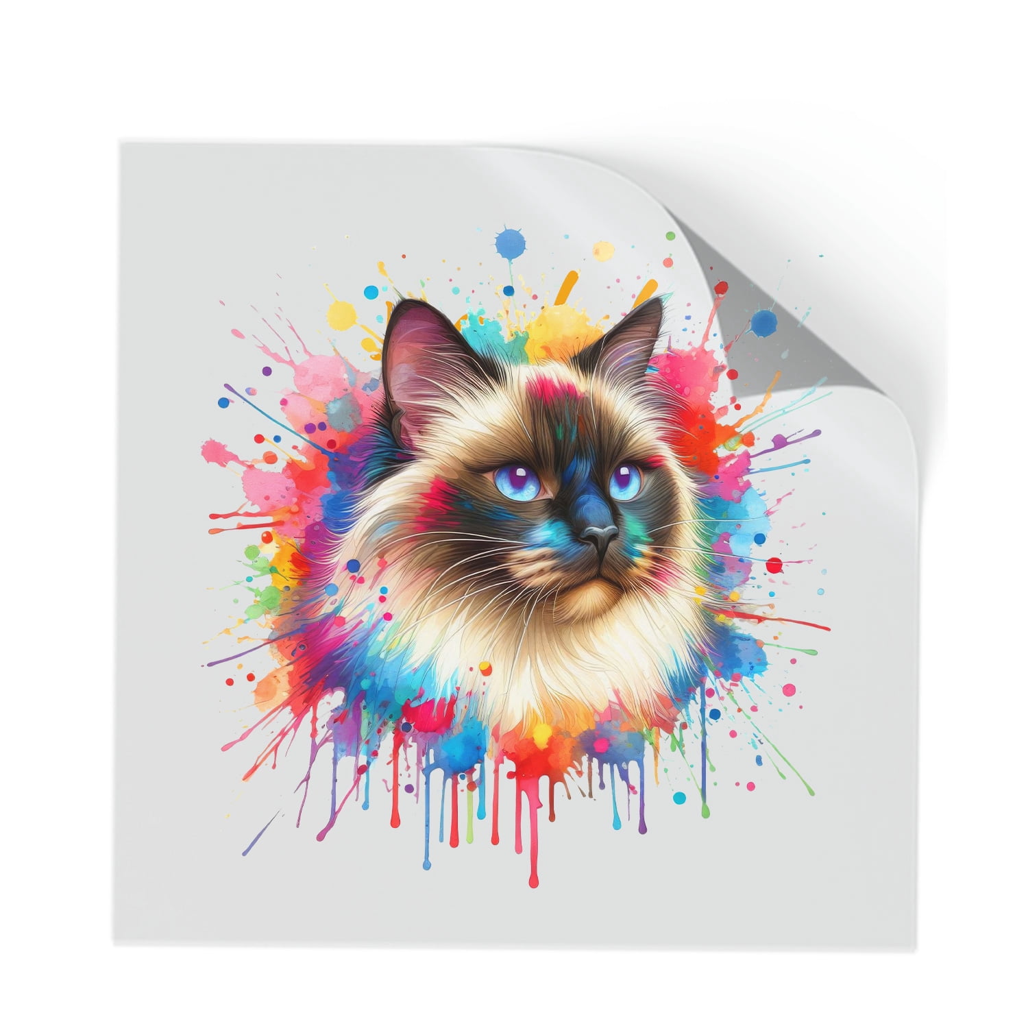 Watercolor Drip Siamese Pop Art Colorful Portrait Artwork Cutout ...