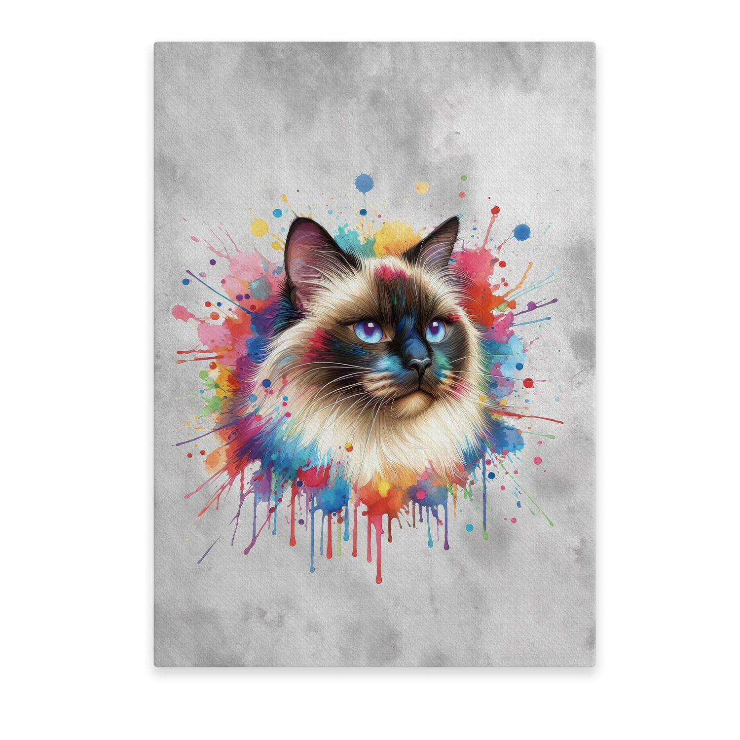 Watercolor Drip Siamese Pop Art Colorful Portrait Artwork Vertical ...