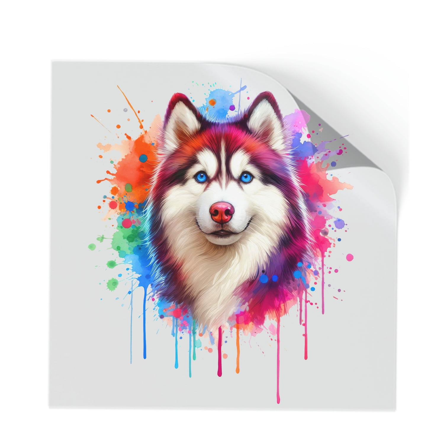 Watercolor Drip Siberian Husky Pop Art Colorful Portrait Artwork Cutout ...