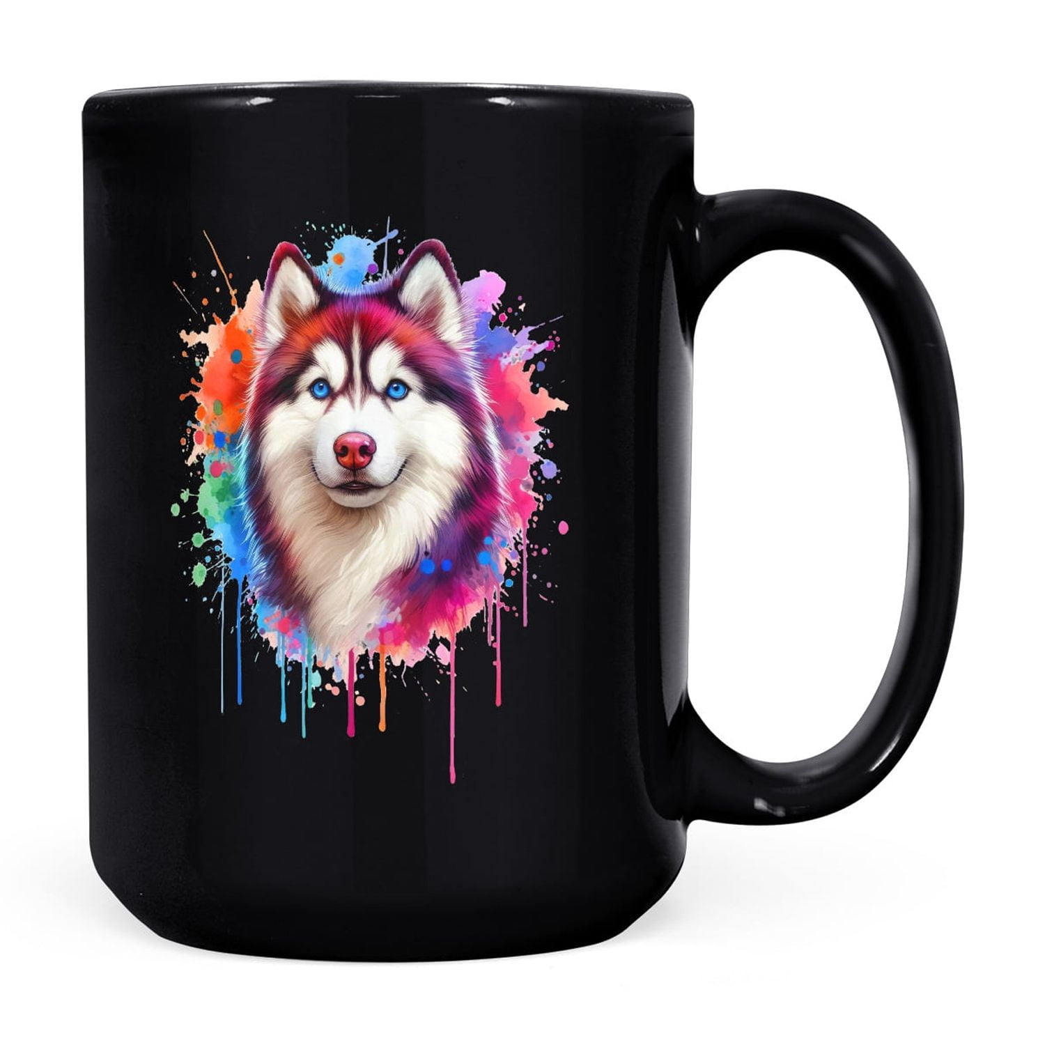 Watercolor Drip Siberian Husky Pop Art Colorful Portrait Artwork Mug ...
