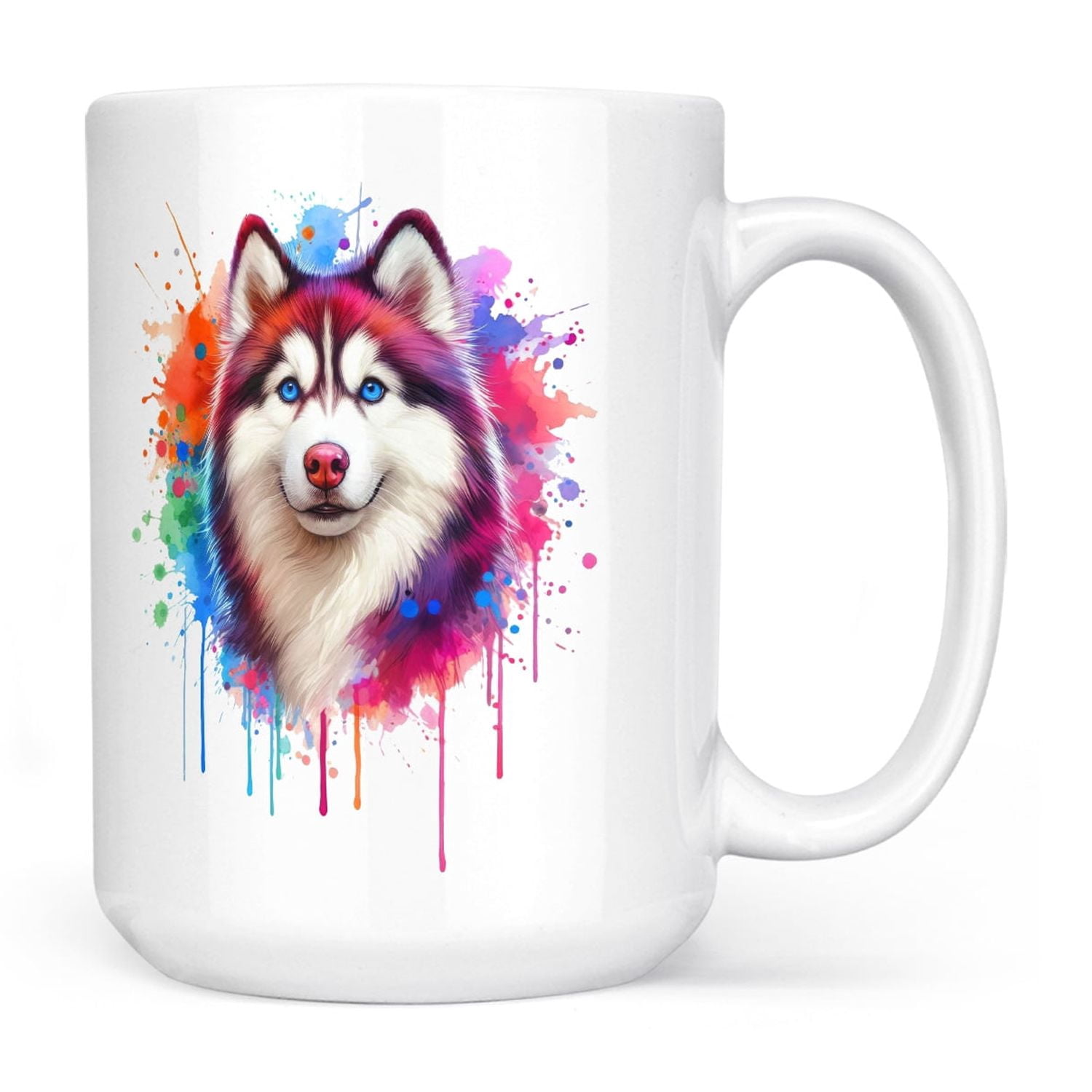 Watercolor Drip Siberian Husky Pop Art Colorful Portrait Artwork Mug ...