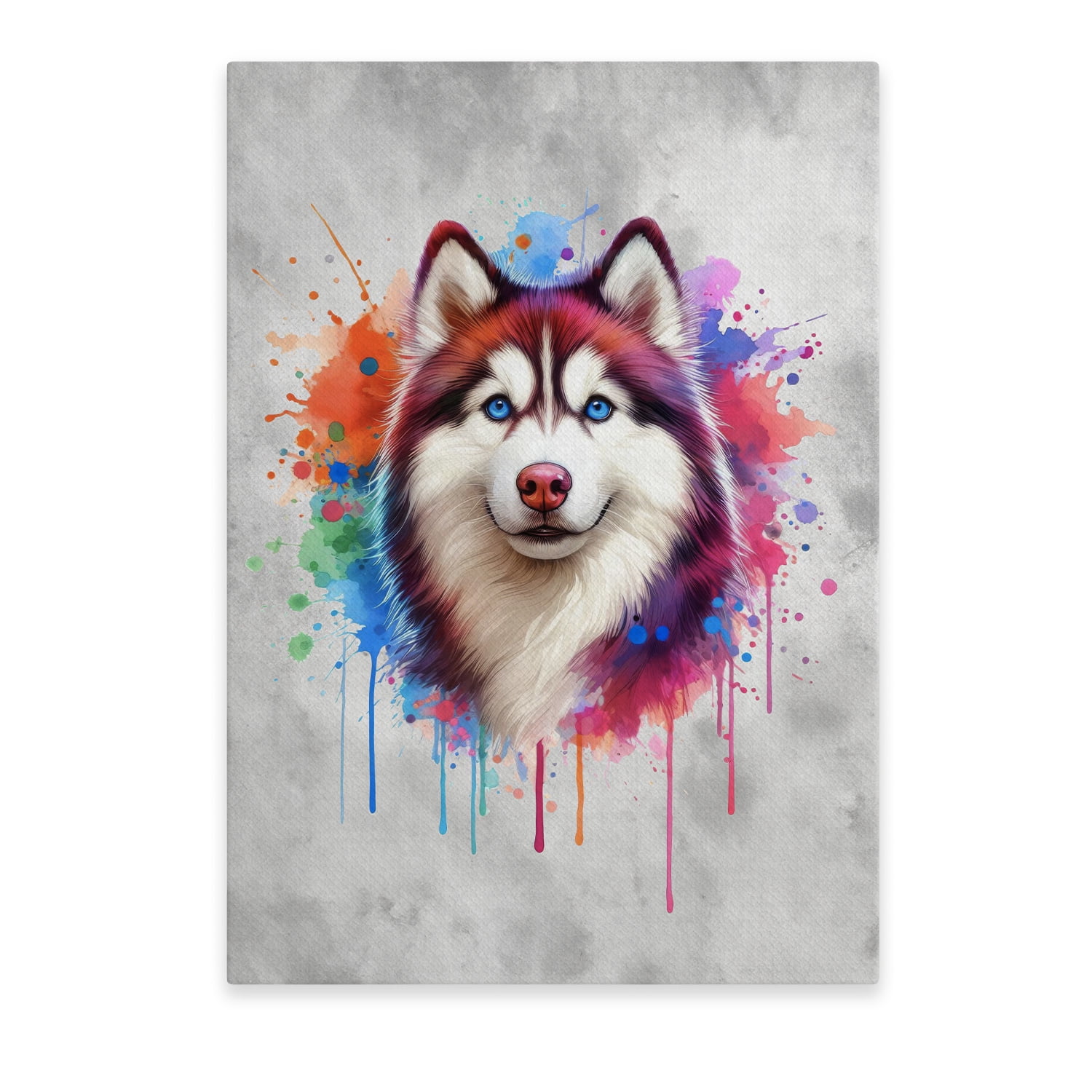 Watercolor Drip Siberian Husky Pop Art Colorful Portrait Artwork ...