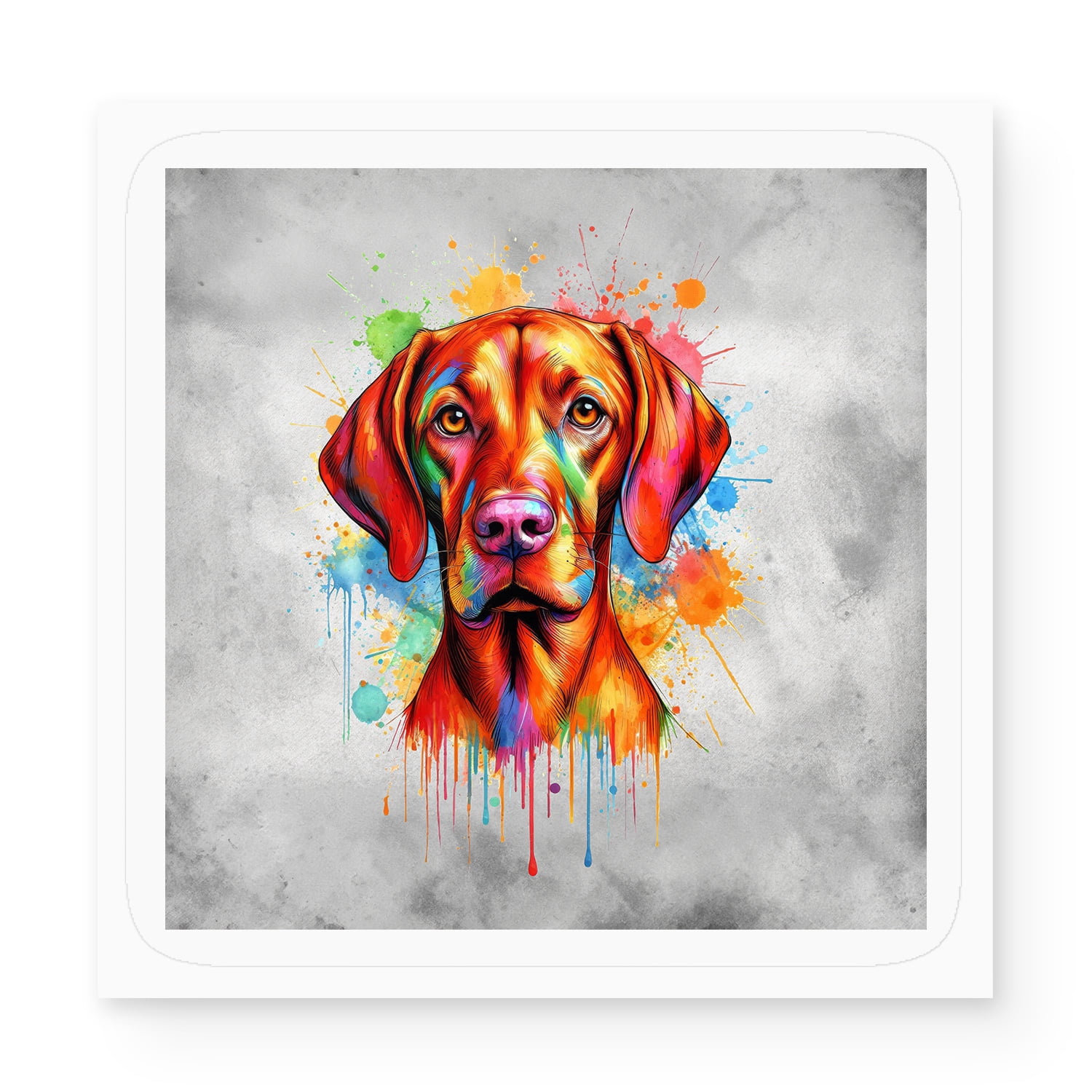 Watercolor Drip Vizsla Pop Art Colorful Portrait Artwork Vinyl Sticker ...
