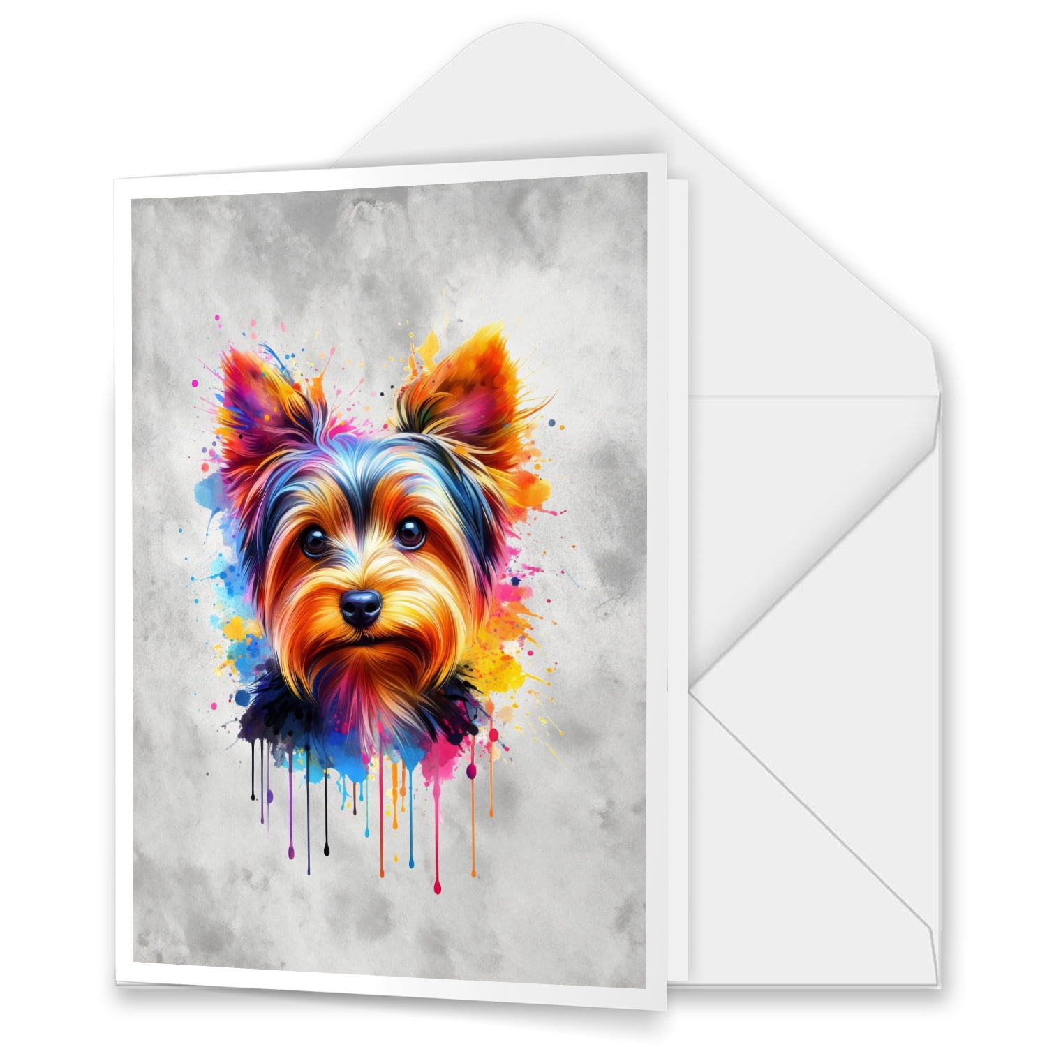 Watercolor Drip Yorkshire Terrier Pop Art Colorful Portrait Artwork ...