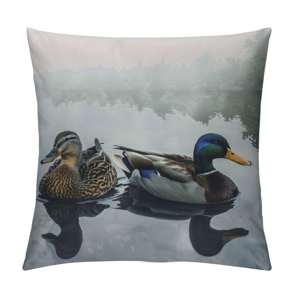 Watercolor Ducks Short Velvet Throw Pillow Cover Double Sided with ...