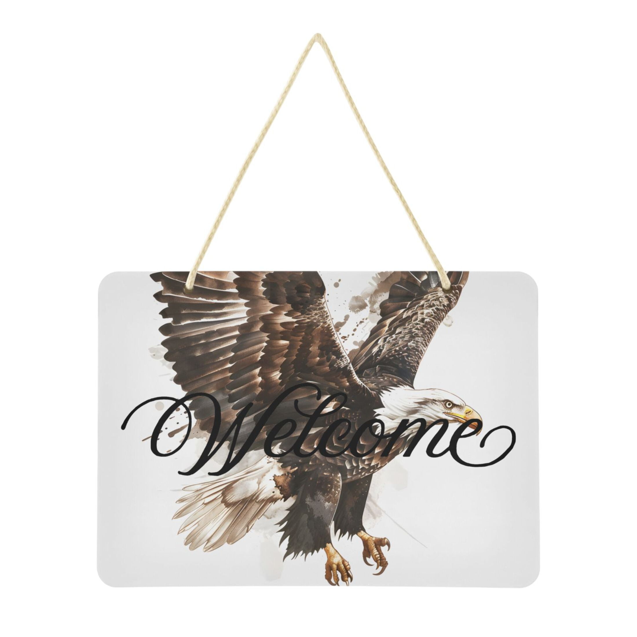 Watercolor Eagle Welcome Sign Front Door PVC 14x10 inch Hanger Hello ...