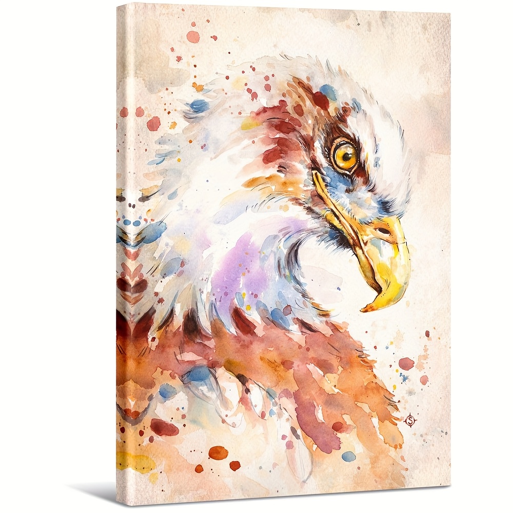 Watercolor Eagle With Vivid Colors And Dynamic Splashes Large Wooden ...