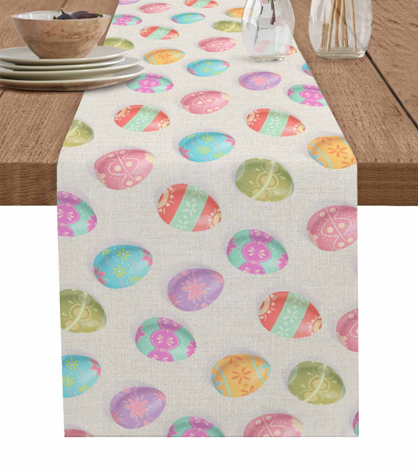 Watercolor Easter Eggs And Flowers Table Runner ration Home r Dinner ...