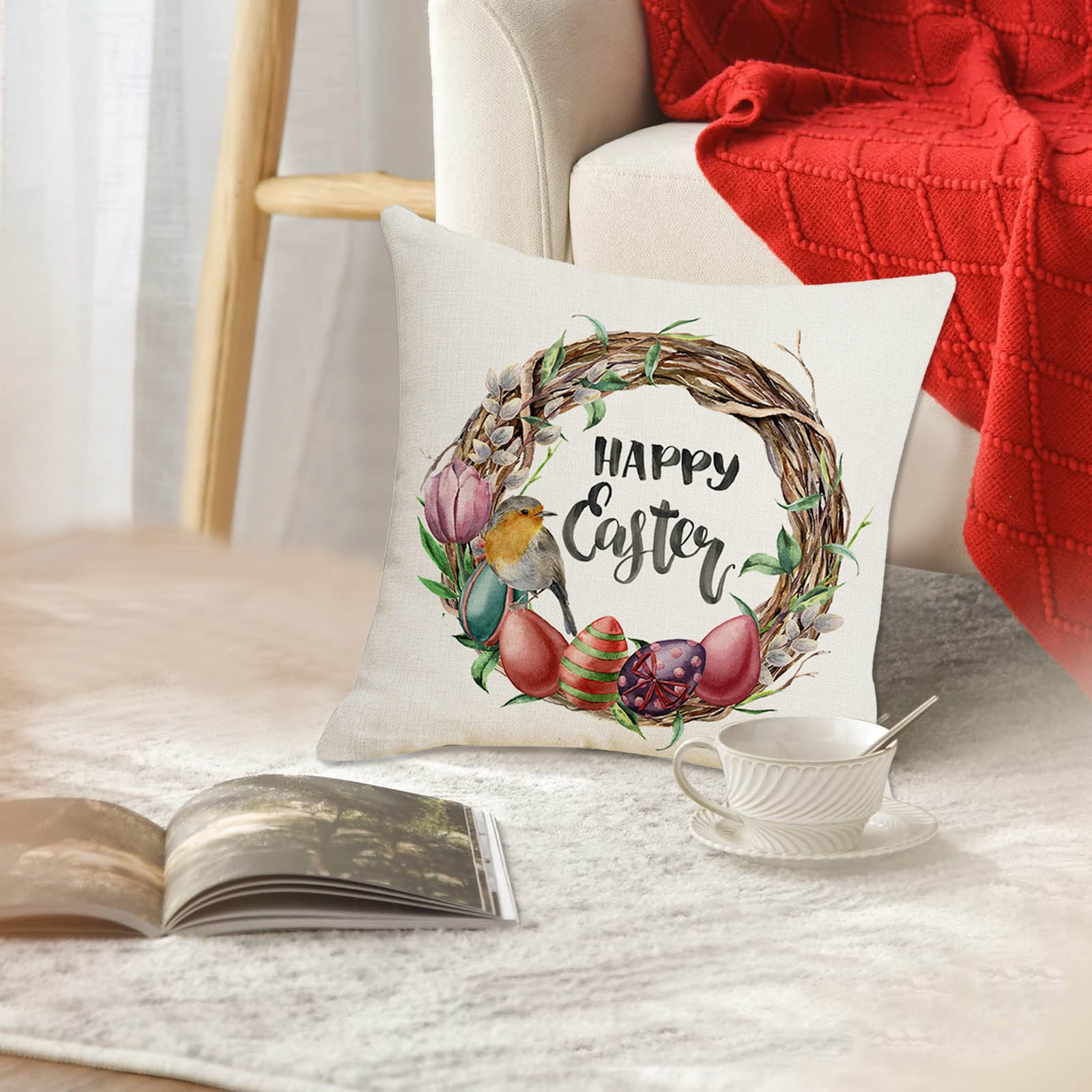 Watercolor Easter Pillow Cover Spring Pillow Cover Holiday Home Decor ...