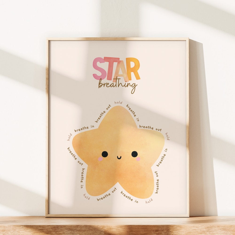 Watercolor Educational Poster, Star Breathing Calming Technique ...