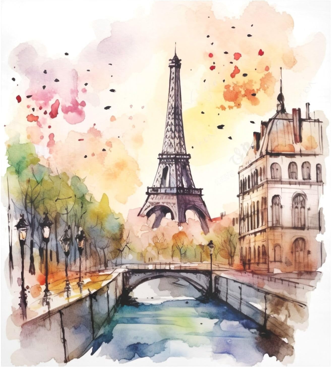 Watercolor Eiffel Tower Dishwasher Magnet Covers for The Front Magnetic ...