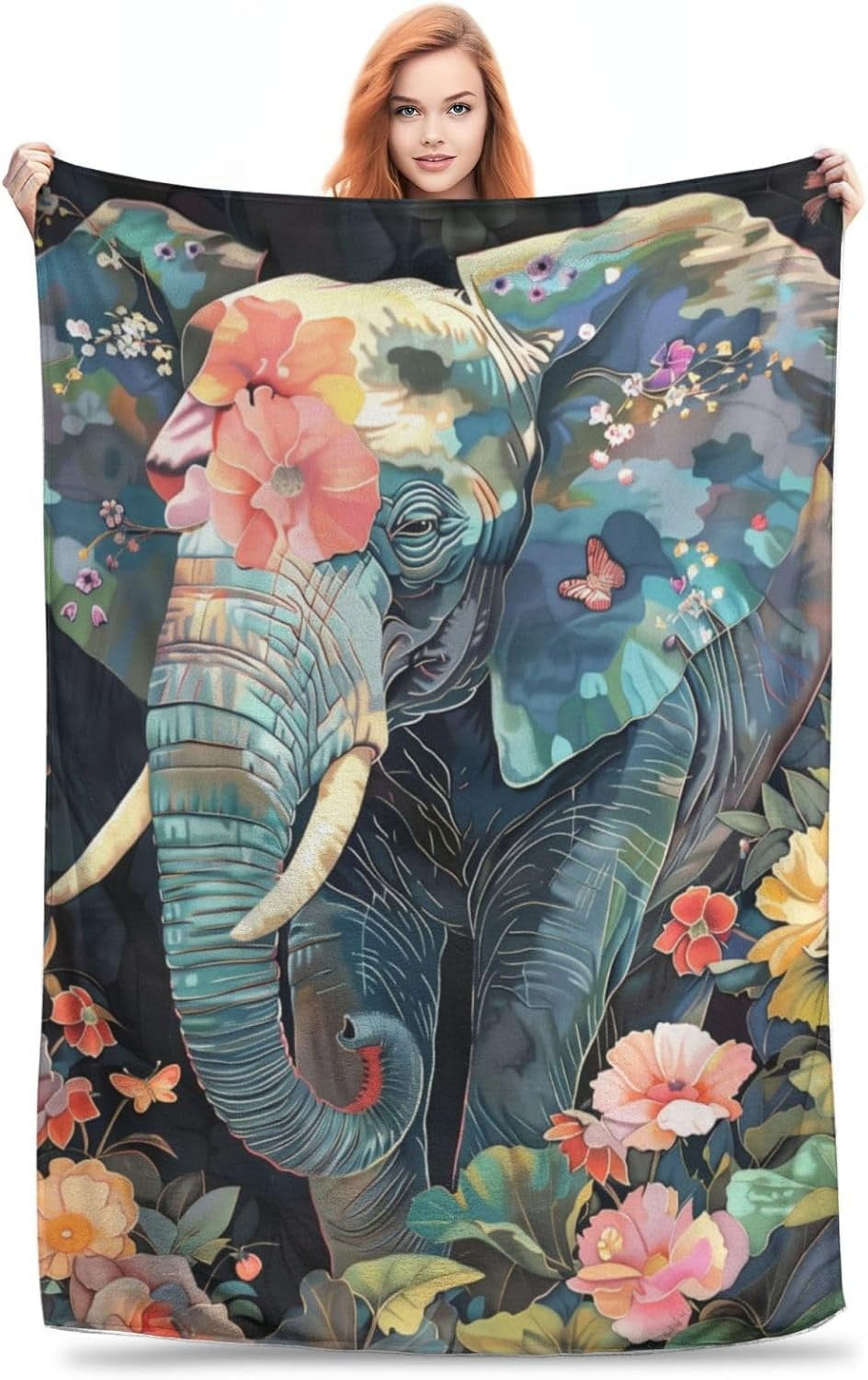 Watercolor Elephant Blanket Ultra-Soft Flannel Throw Blankets, Cozy and ...