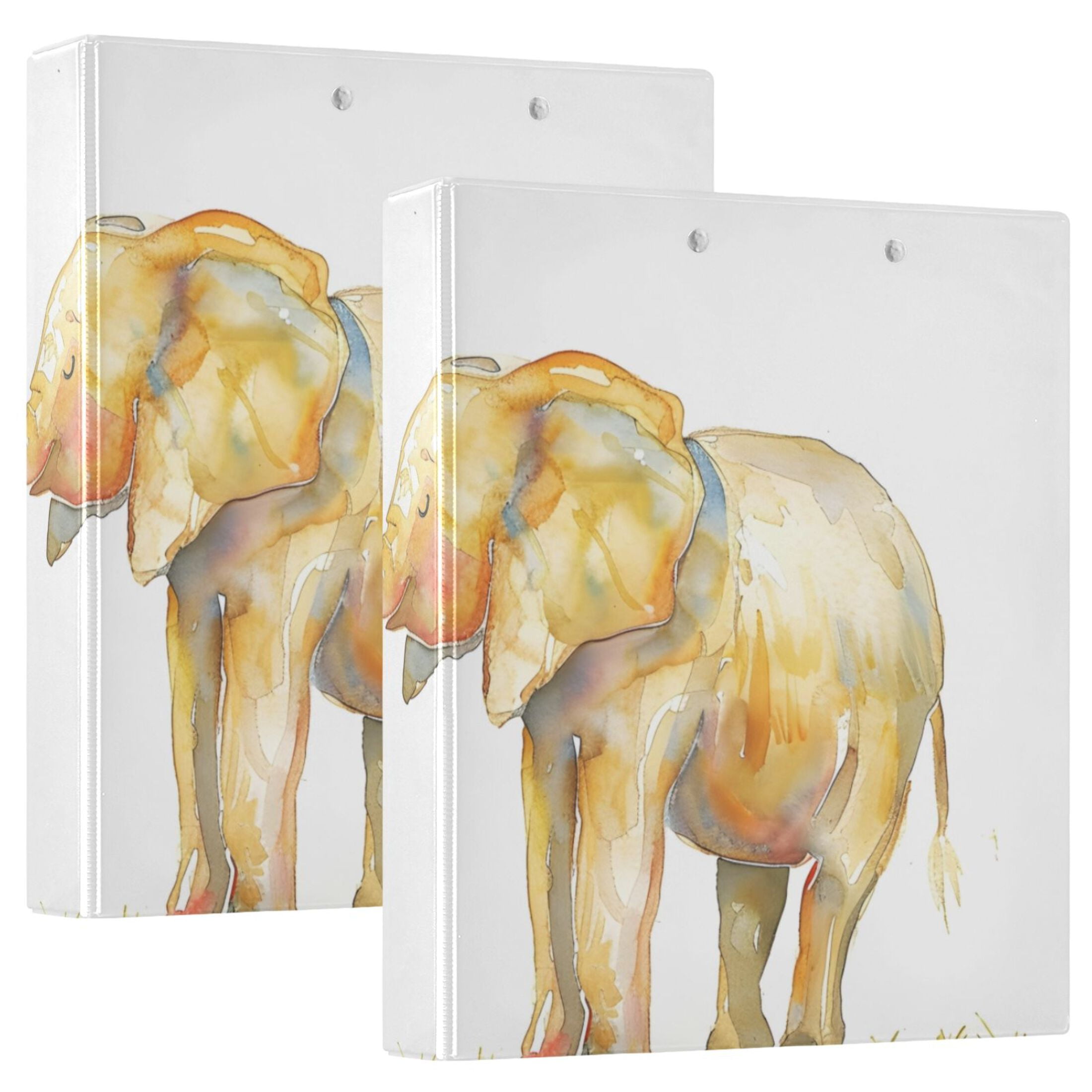 Watercolor Elephants 3 Ring Binders 1.5 inch Hardcover File Folders ...