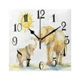 Watercolor Elephants Wall Clock Decorative Square Silent Non-Ticking ...