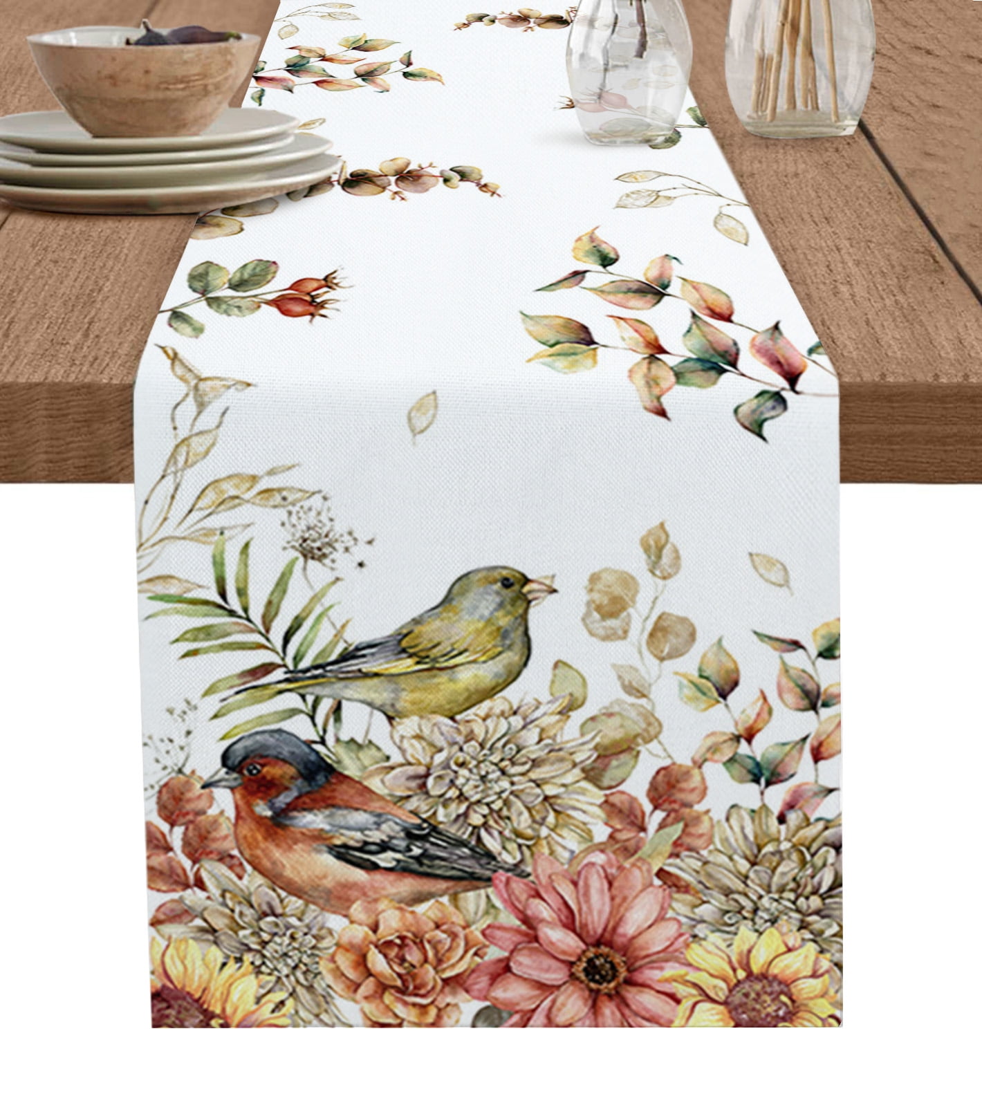 Watercolor Eucalyptus Leaves Abstract Table Runner Home Wedding Table ...