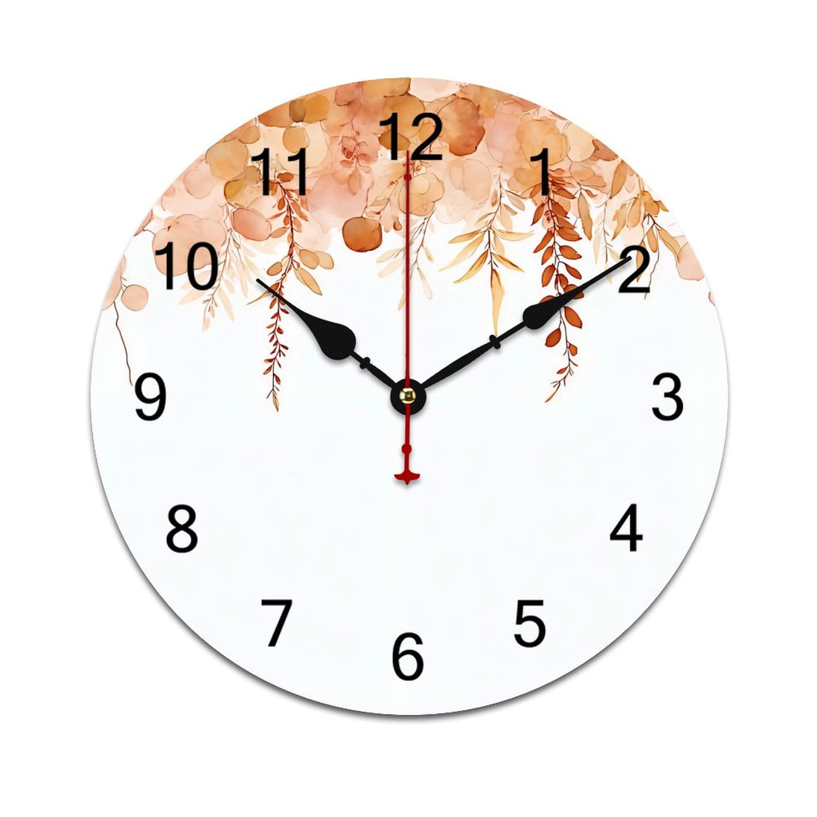 Watercolor Eucalyptus Leaves And Flowers Word Saying Big Wall Clock ...