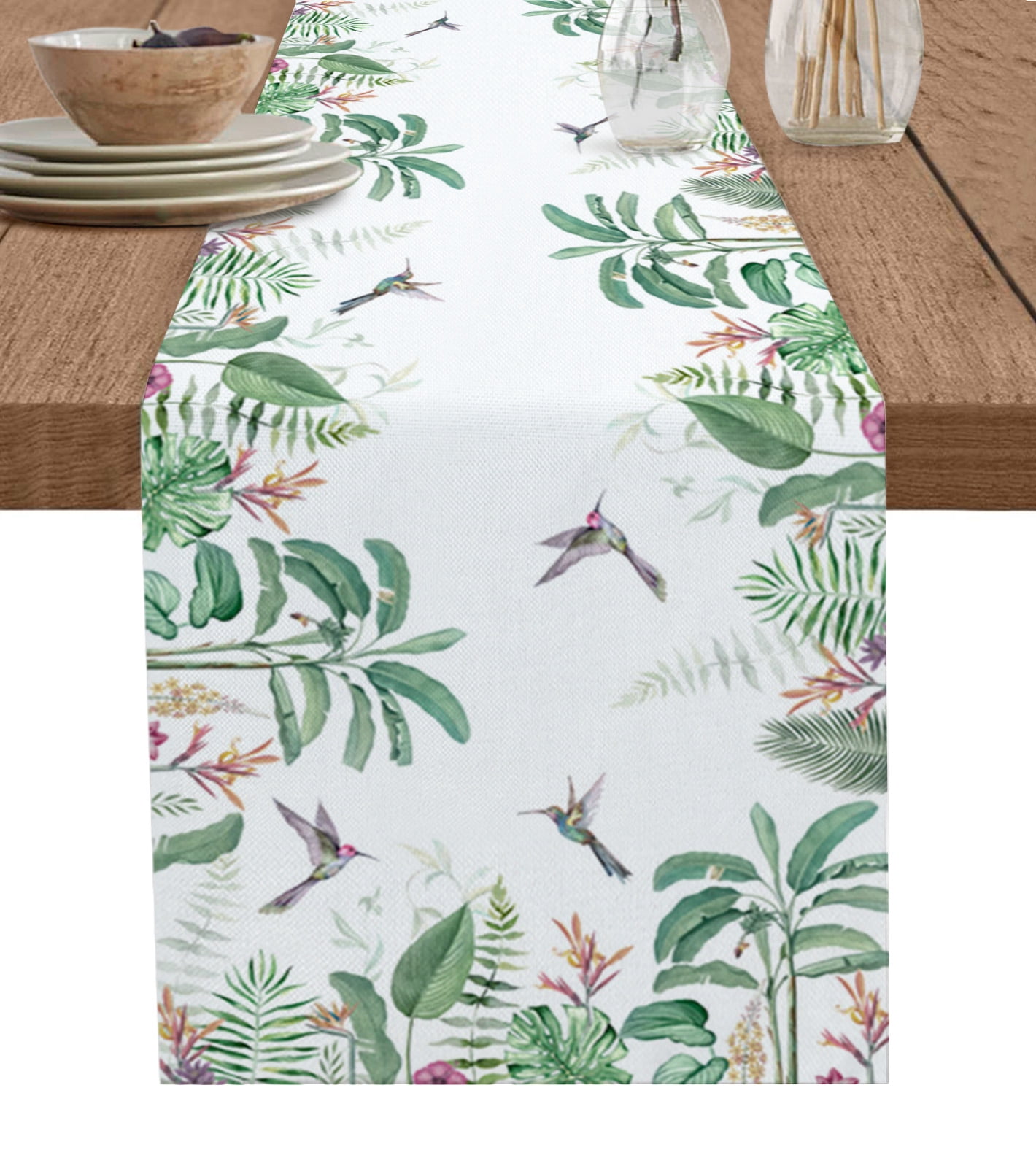 Watercolor Eucalyptus Leaves Farm Vintage Table Runner Wedding r ...