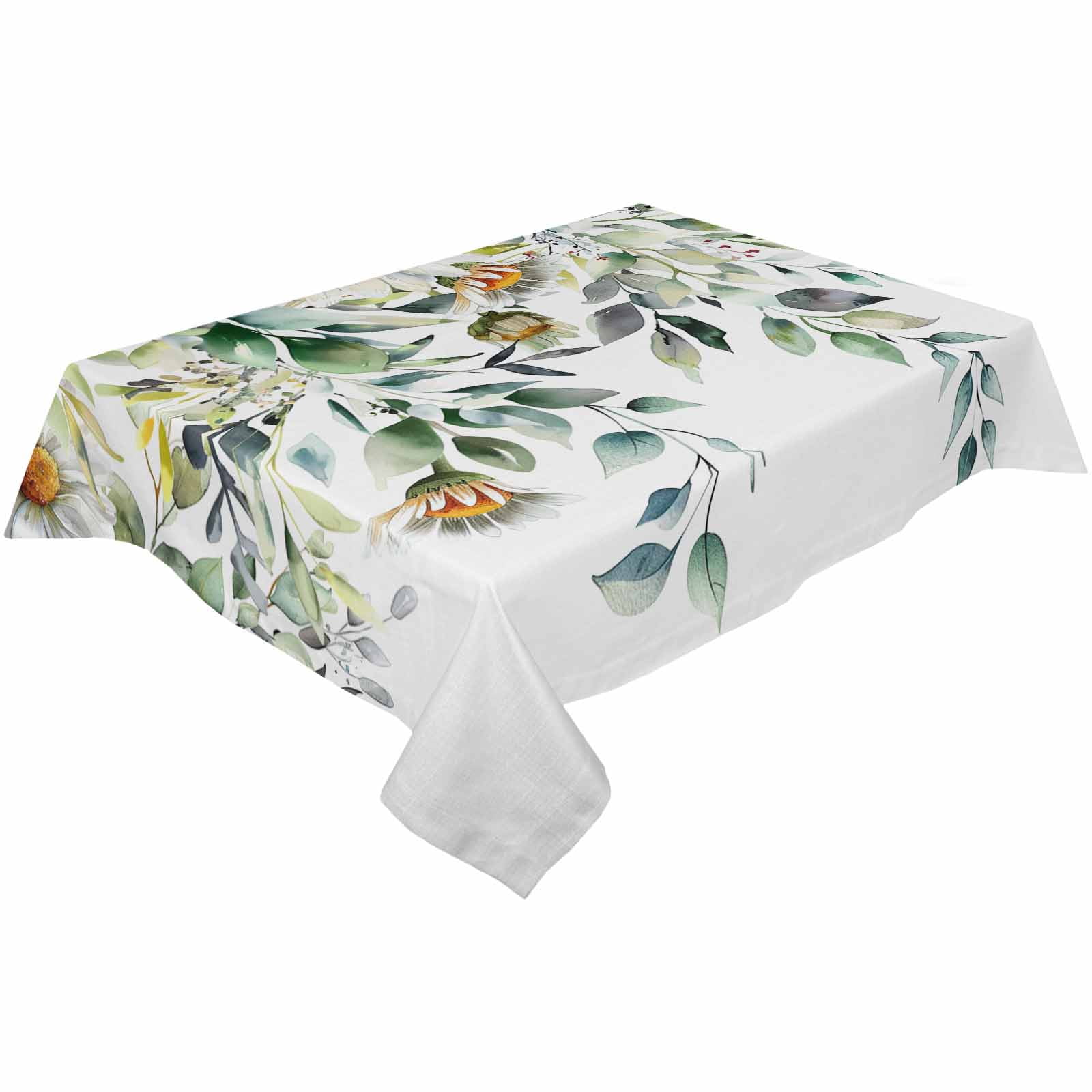 Watercolor Eucalyptus Leaves Green Tablecloth Kitchen Dining Table ...