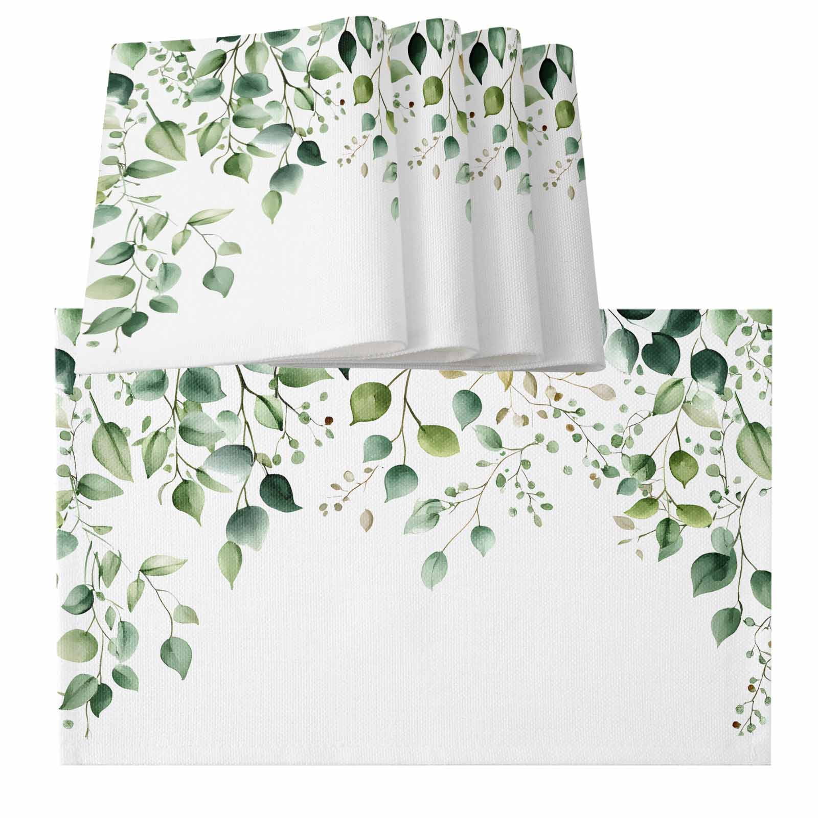 Watercolor Eucalyptus Placemats for Dinning Table Set of 6, Sage Green ...
