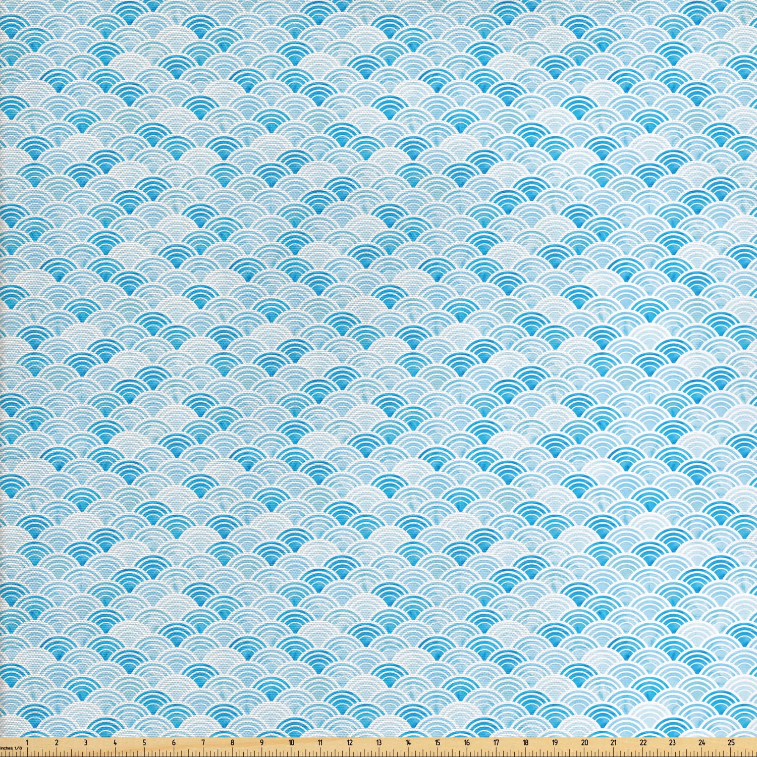 Watercolor Fabric by the Yard, Ocean Waves Inspired Curves in Aquatic ...