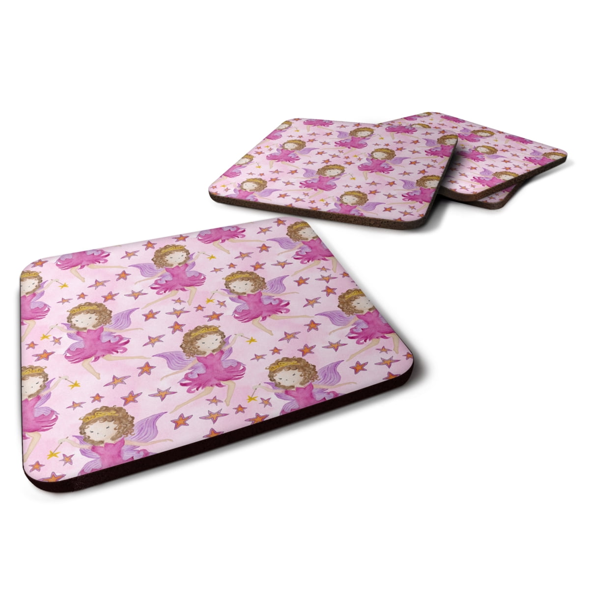 Watercolor Fairy Princess on Pink Foam Coaster Set of 4 - Walmart.com