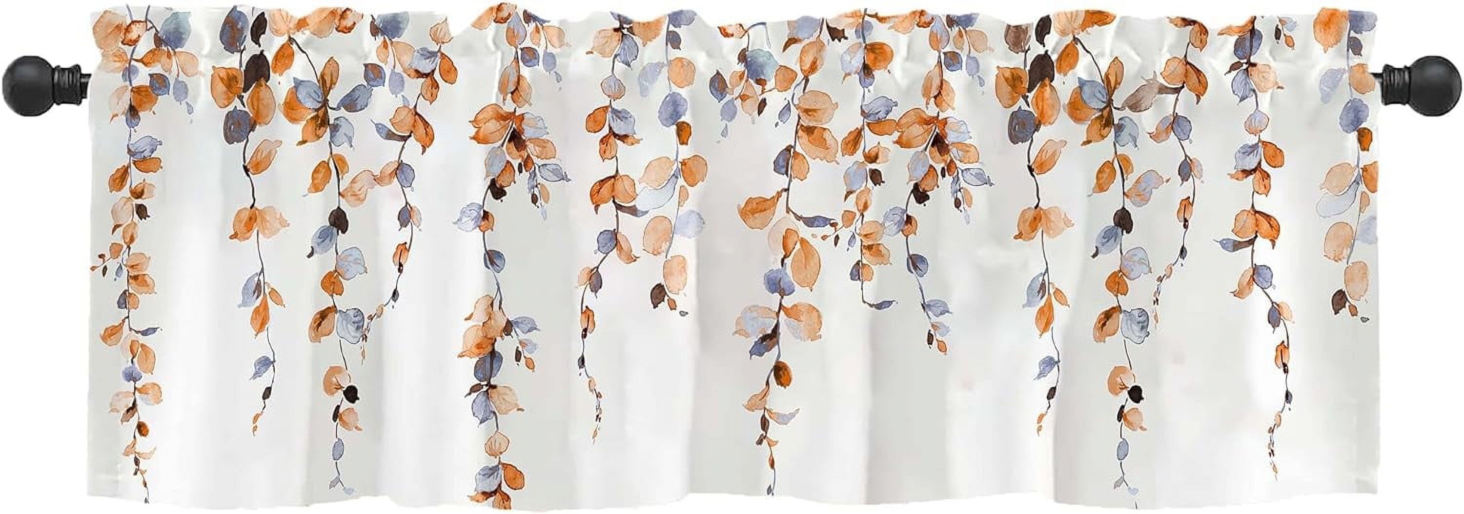 Watercolor Fall Leaves Window Valance for Bedroom Living Room, Orange ...