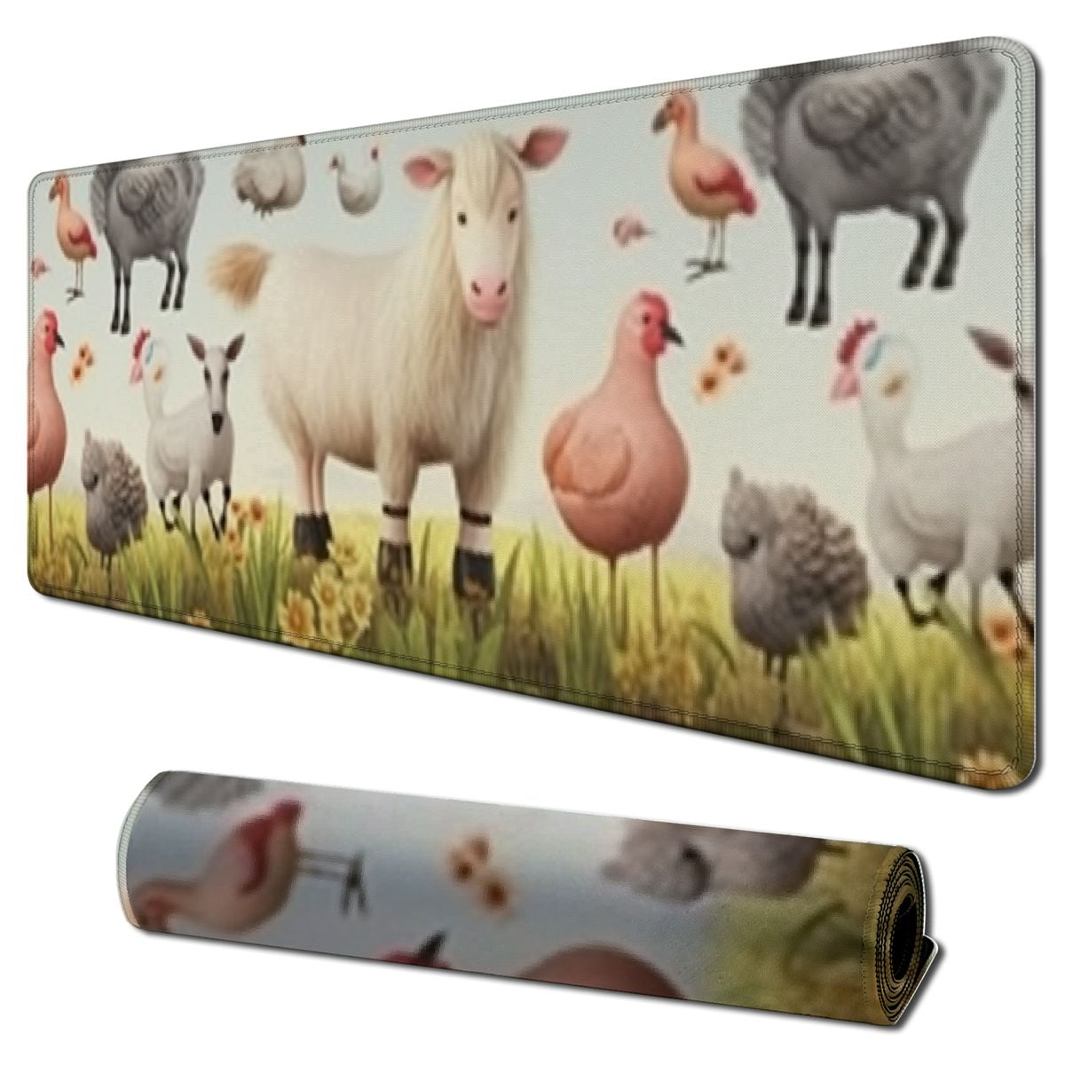 Watercolor Farm Animals Pig Sheep Horse Cow Gaming Mouse Pad Large ...