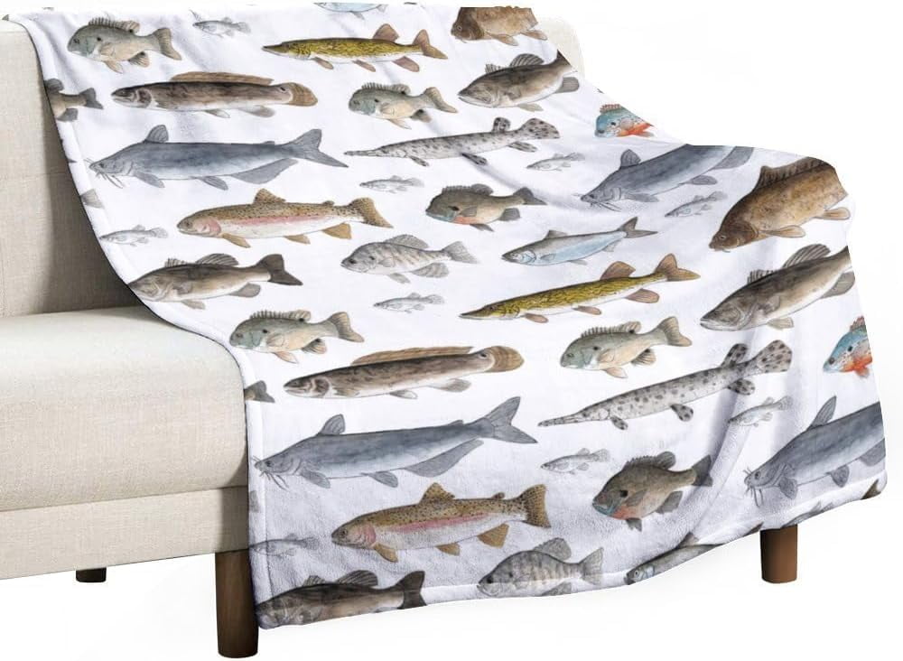 Watercolor Few Freshwater Fish Cartilag Flannel Fleece Throw Blanket ...