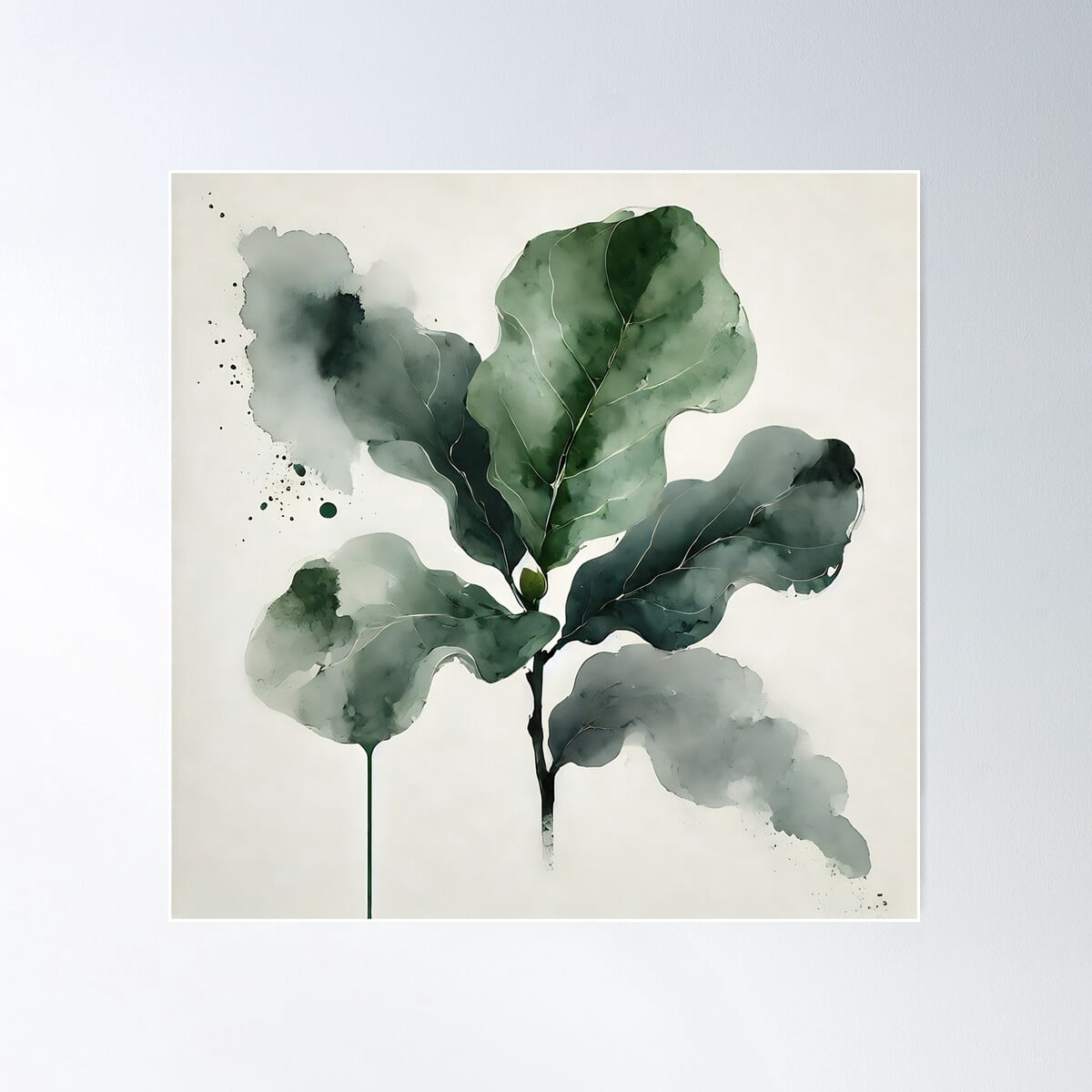 Watercolor Fiddle Leaf Fig Poster Wall Art, Modern Wall Decor For ...