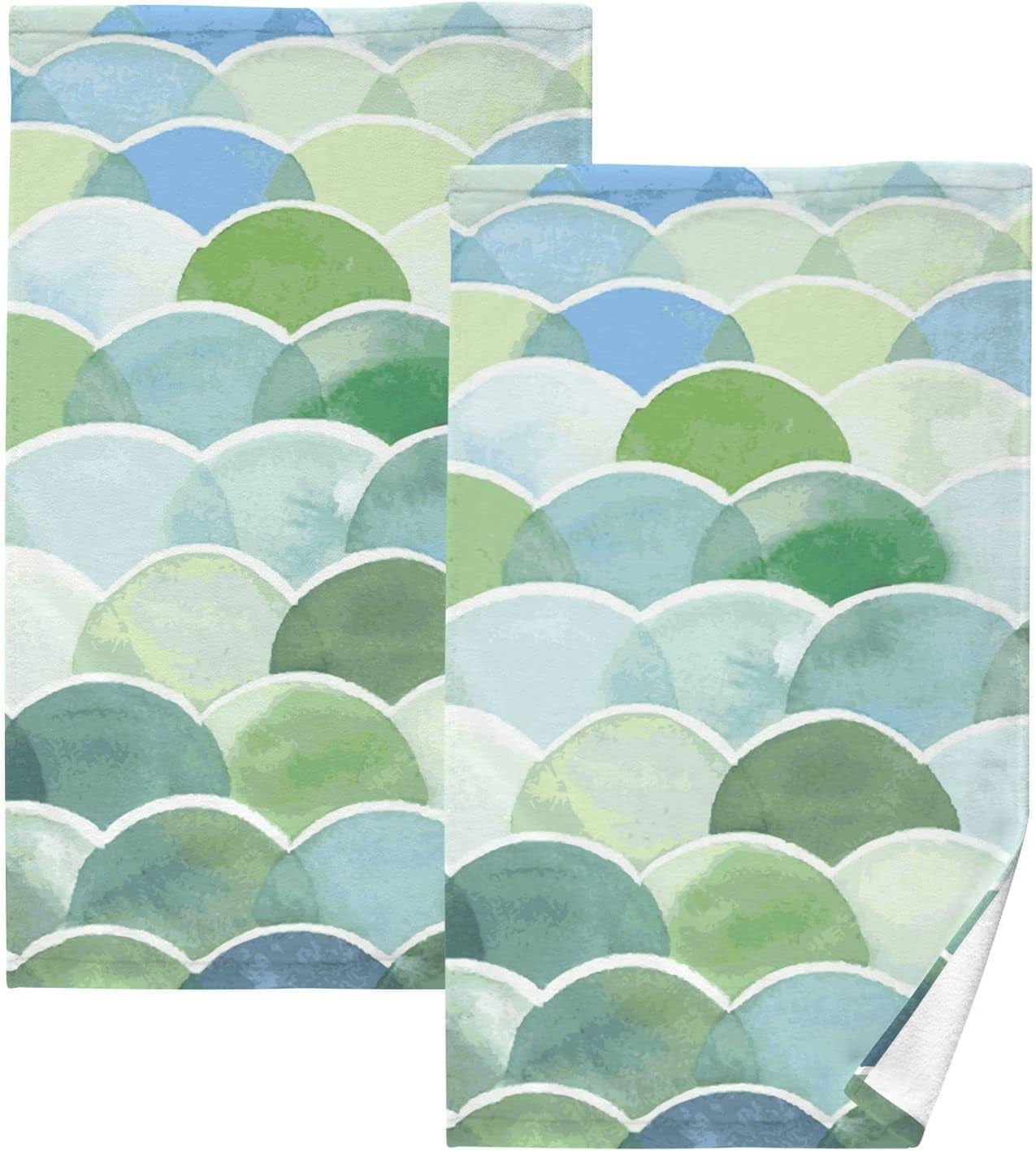 Watercolor Fish Scales Towels Set of 2, Super Soft Absorbent Hand Towel ...