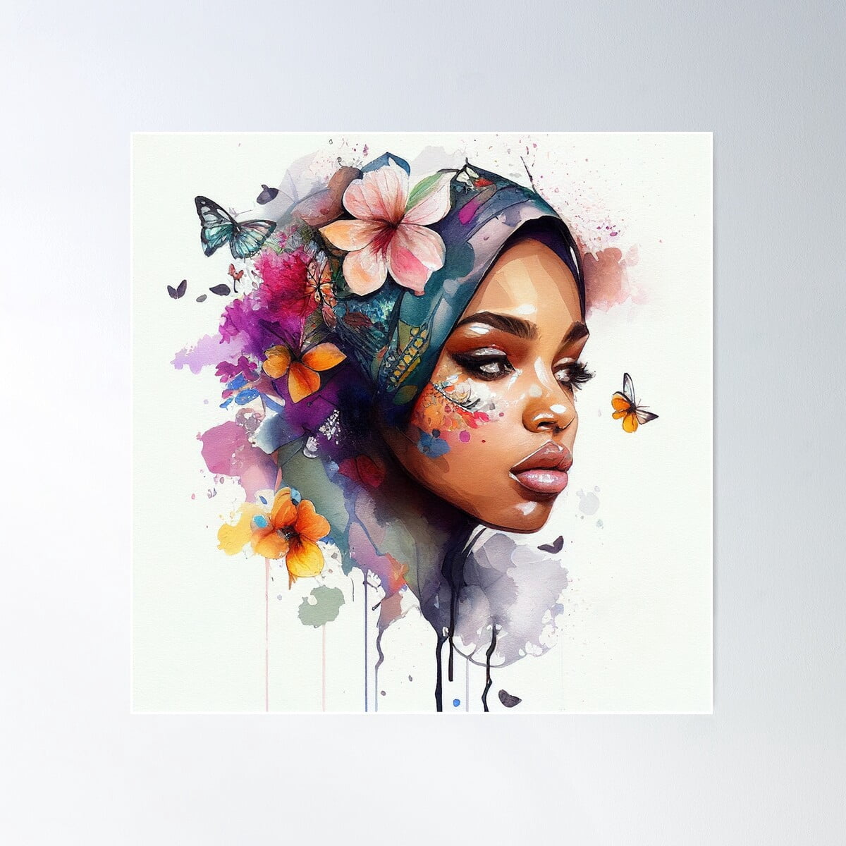 Watercolor Floral Arabian Woman #2 Poster Wall Art, Modern Wall Decor ...