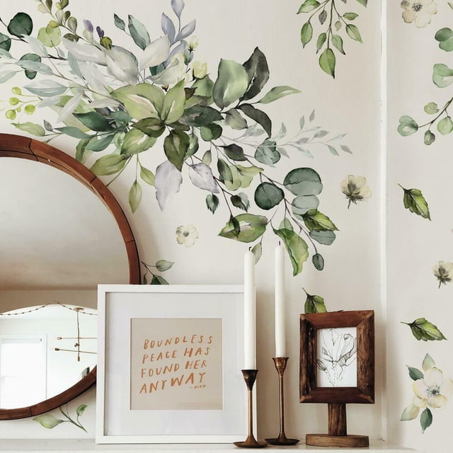 RoomMates Watercolor Floral and Ivy Leaf Decor Peel and Stick Giant ...