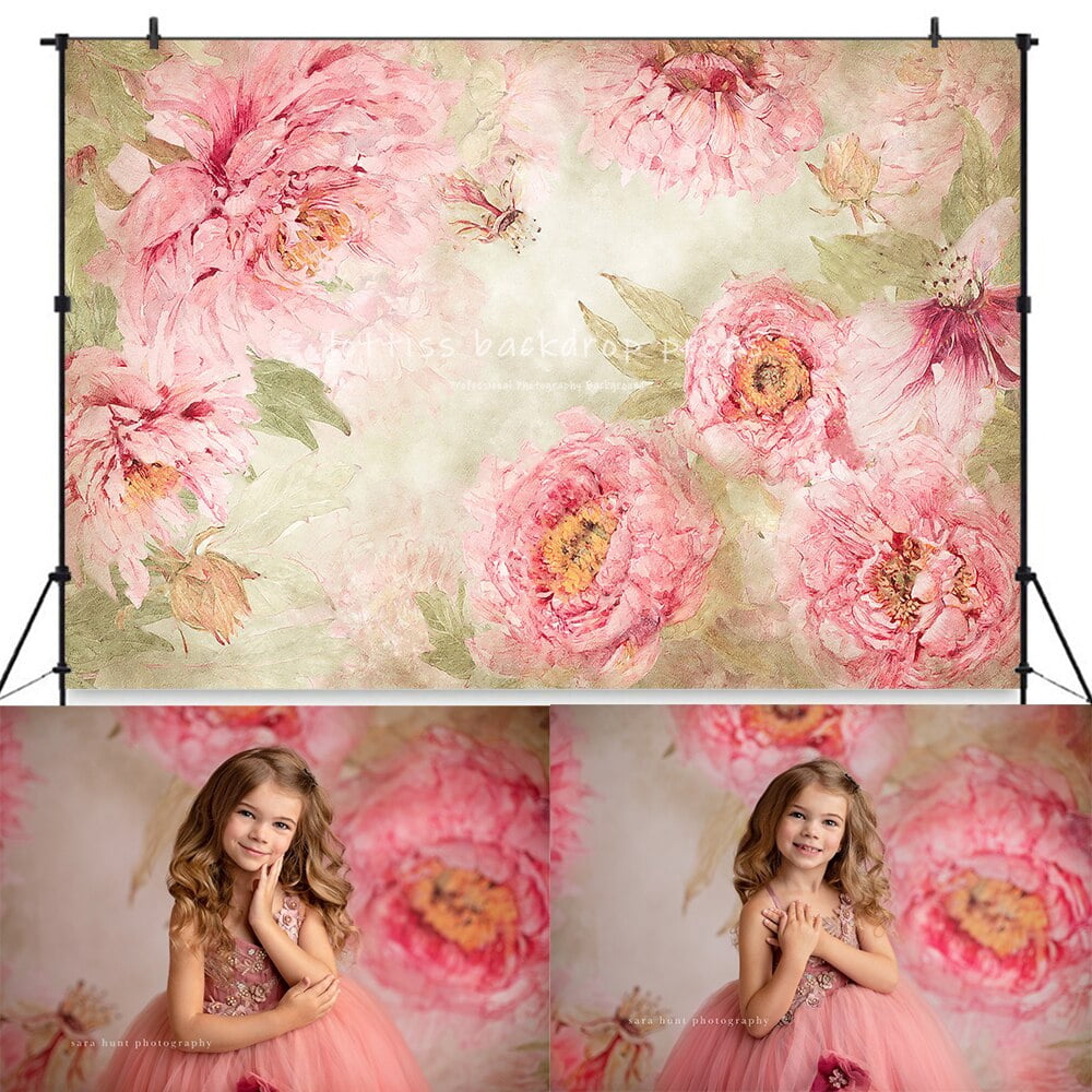 Watercolor Floral Backdrop Girl Portrait Pregnant Woman Photography ...