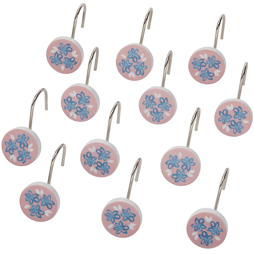 Watercolor Floral Bath Collection - Set of 12 Shower Hooks - Walmart.com