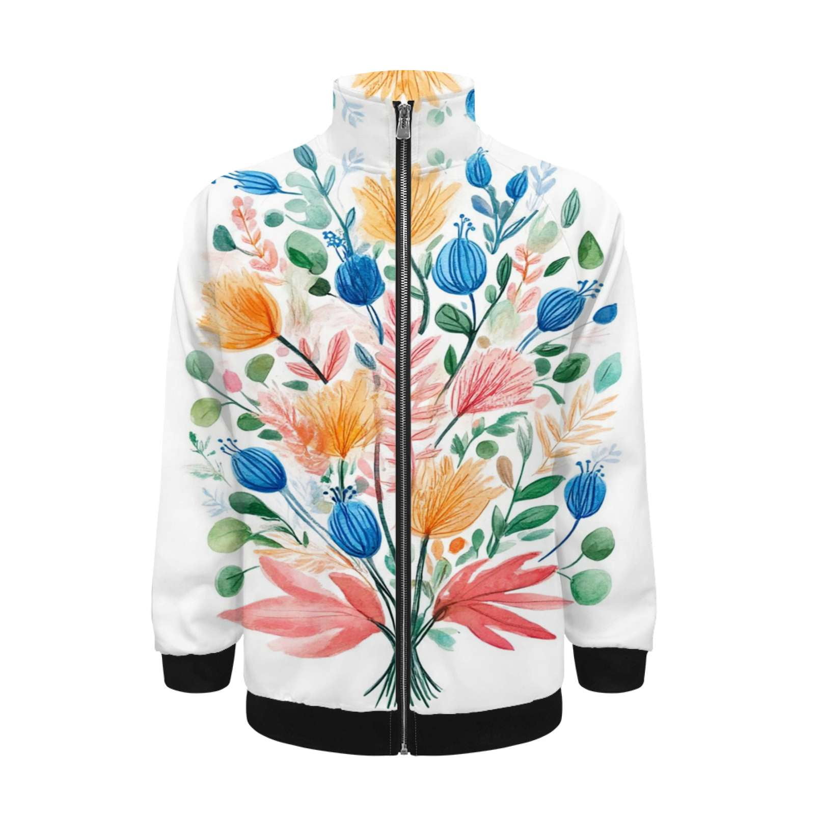 Watercolor Floral Bouquet Vibrant Art Jacket Men's Street Cool Long ...
