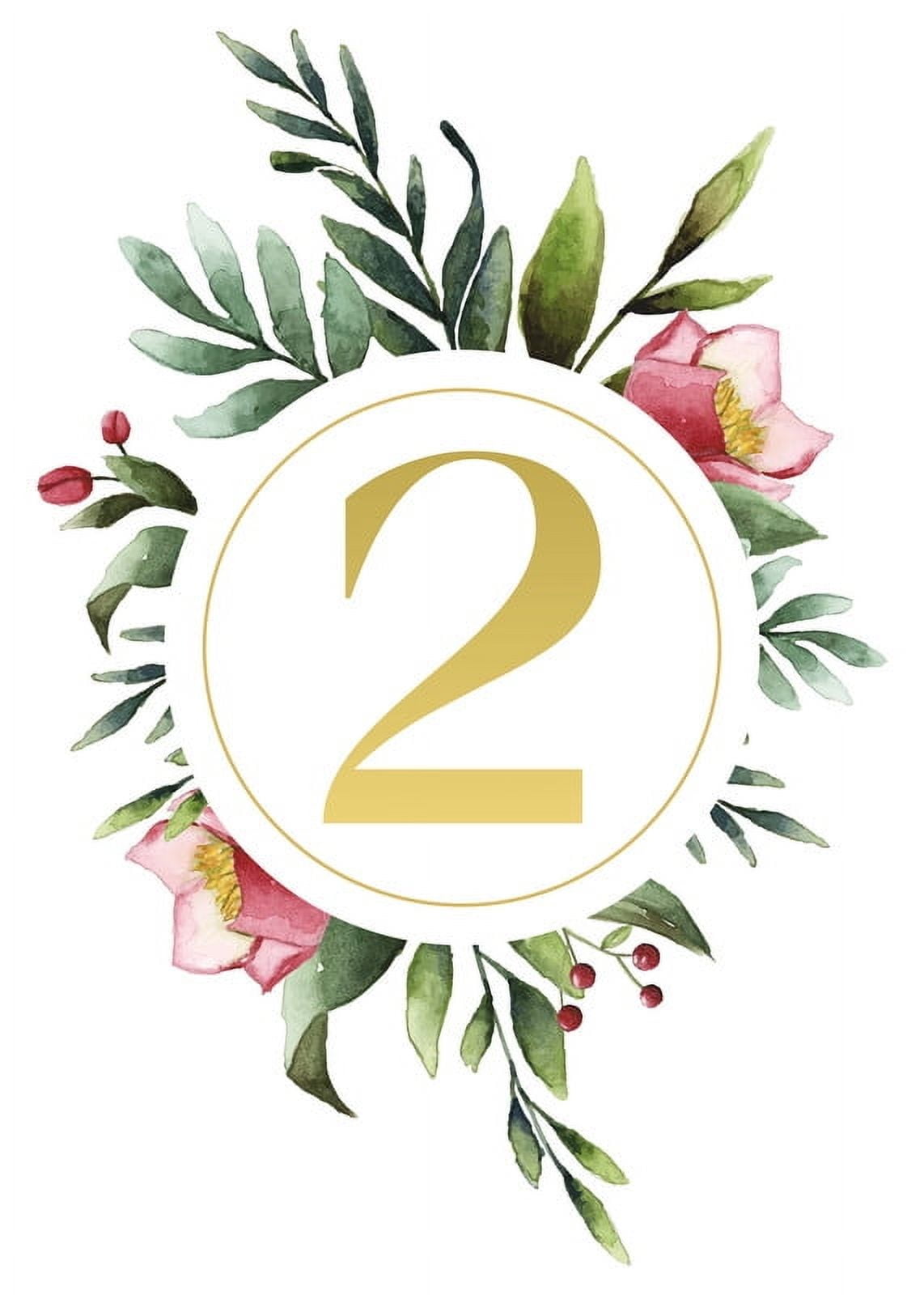 Watercolor Floral Design Table Number Cards Double Sided Party Table ...