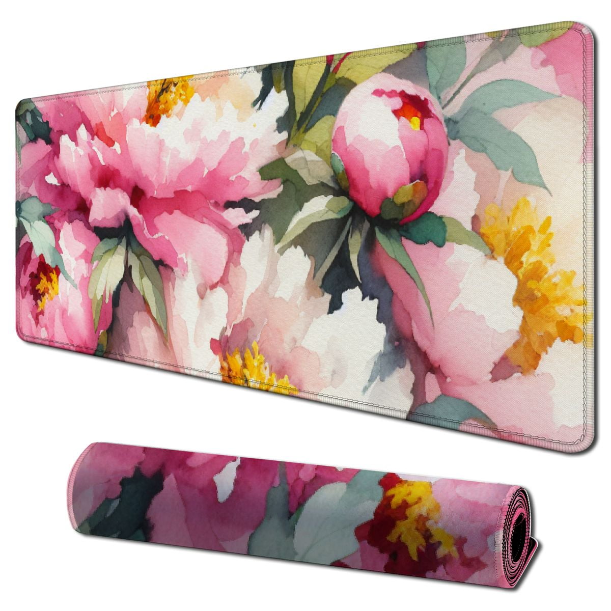 Watercolor Floral Desk Set, Fabric Mouse Pad, Desk Set, Office Set ...