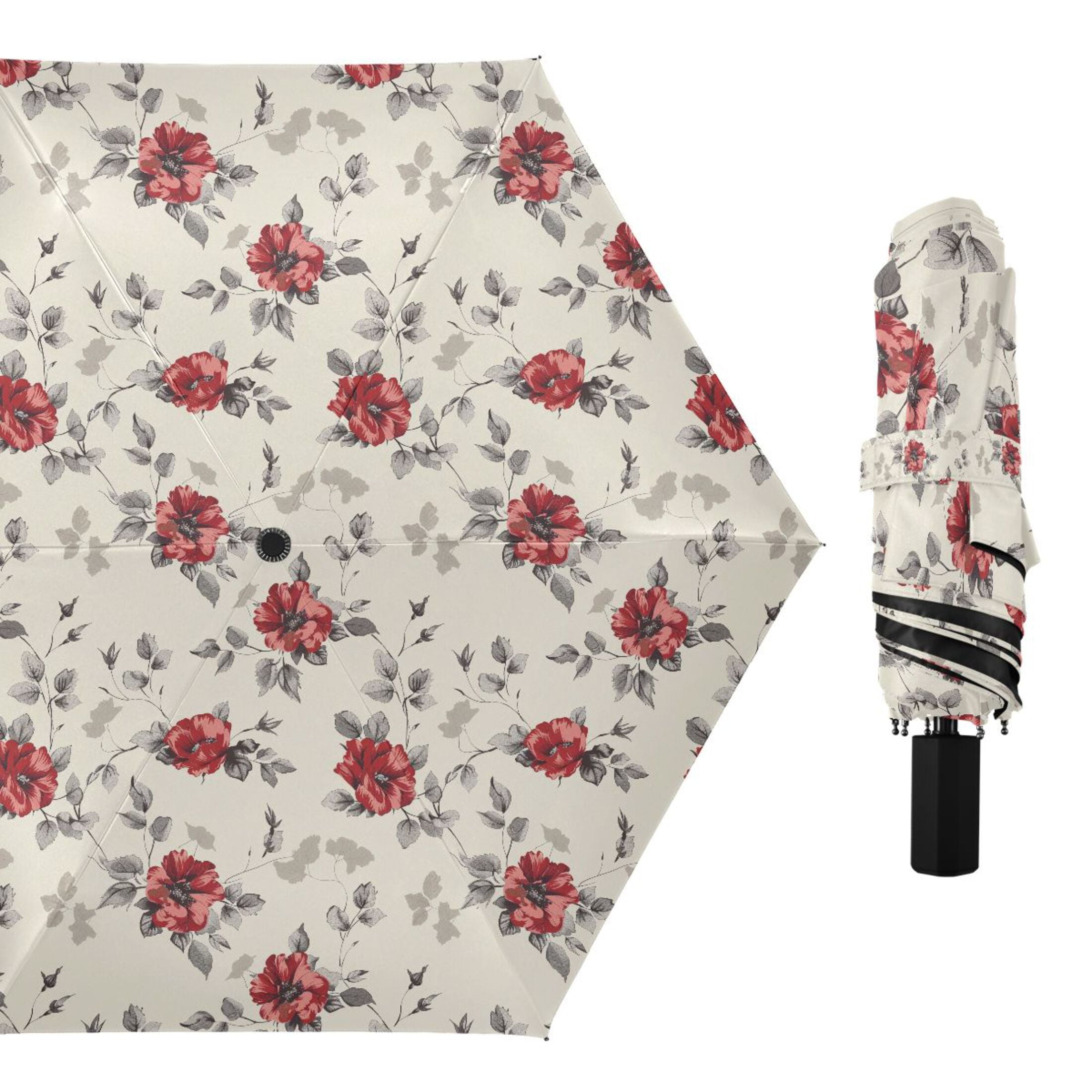 Watercolor Floral Flower Compact Sun Umbrella Windproof Travel ...