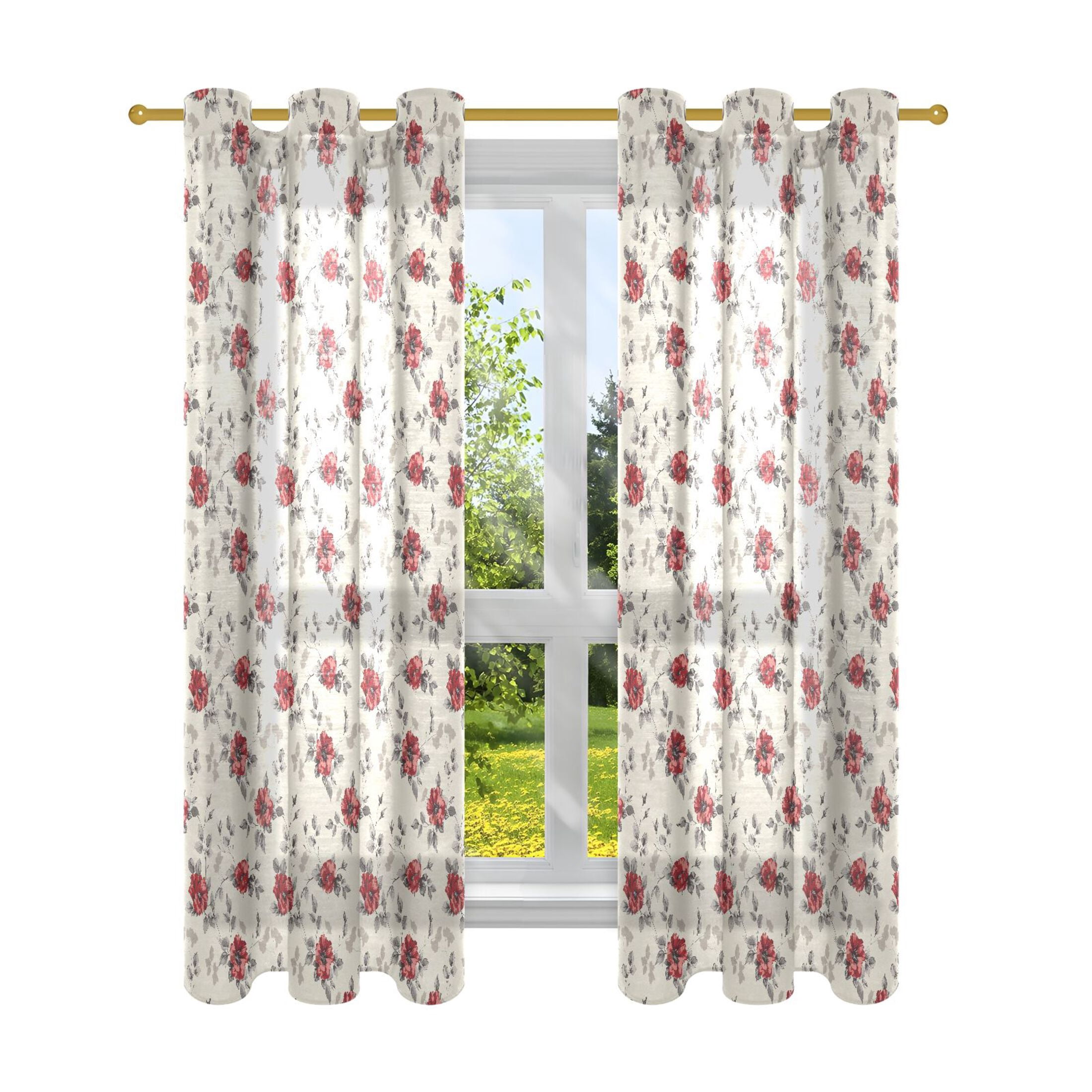 Watercolor Floral Flower Sheer Curtains 2 Panels Set Grommet Drapes for ...