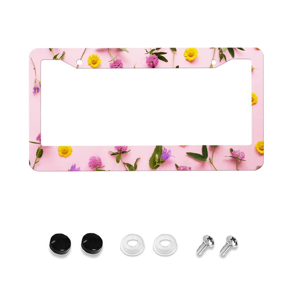 Watercolor Floral License Plate Frame Hand Painted Flower Metal License ...