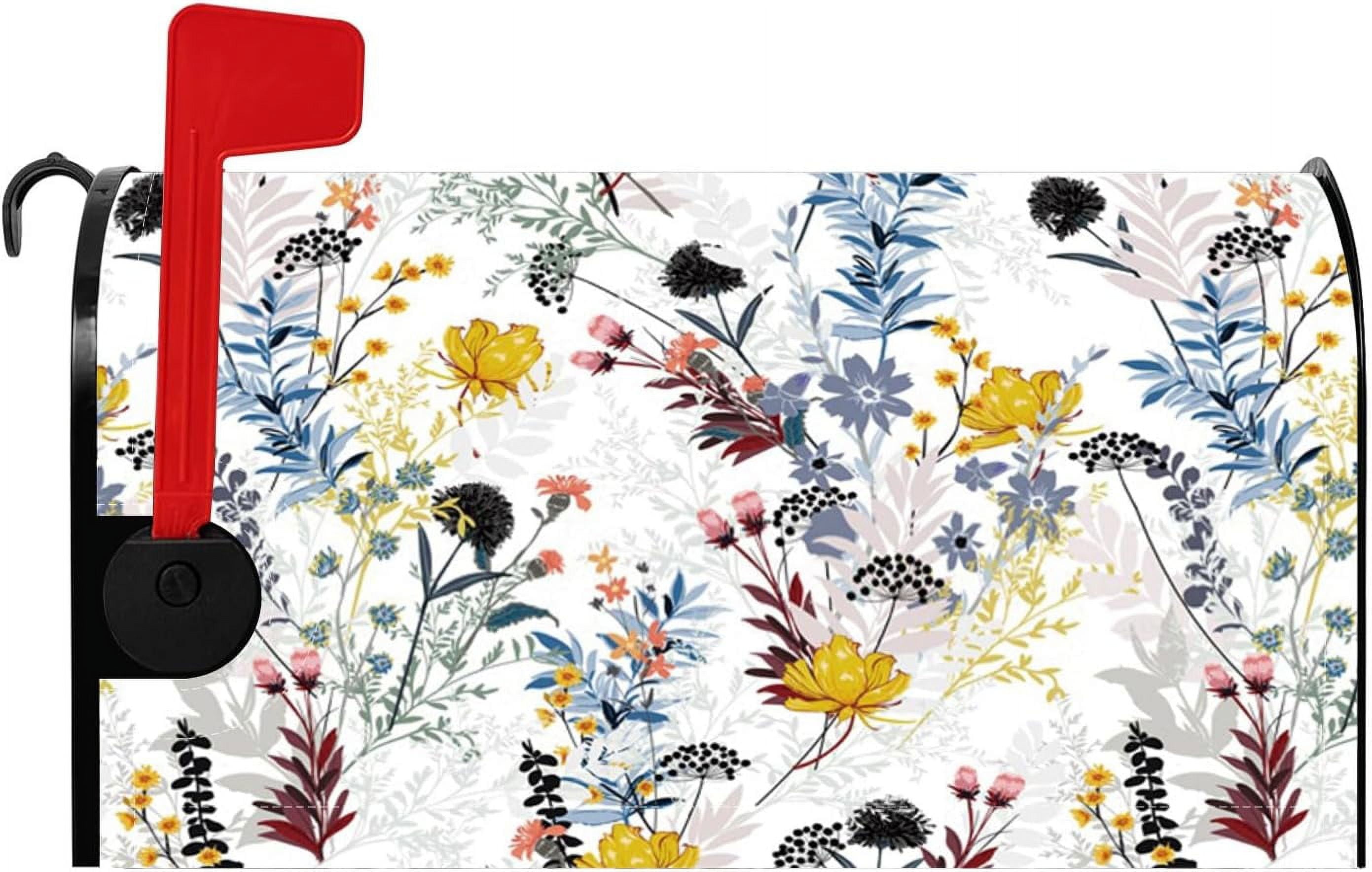 Watercolor Floral Mailbox Cover Spring Wild Flower Botanical Mail Box ...