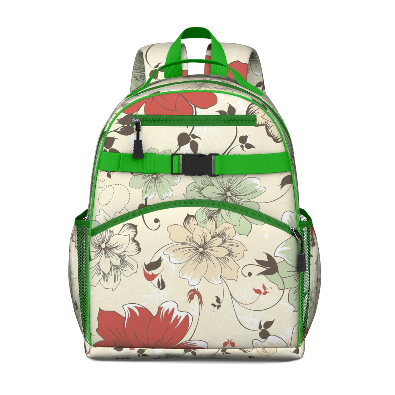 Watercolor Floral Pattern Ergonomic Travel Backpack for Students ...