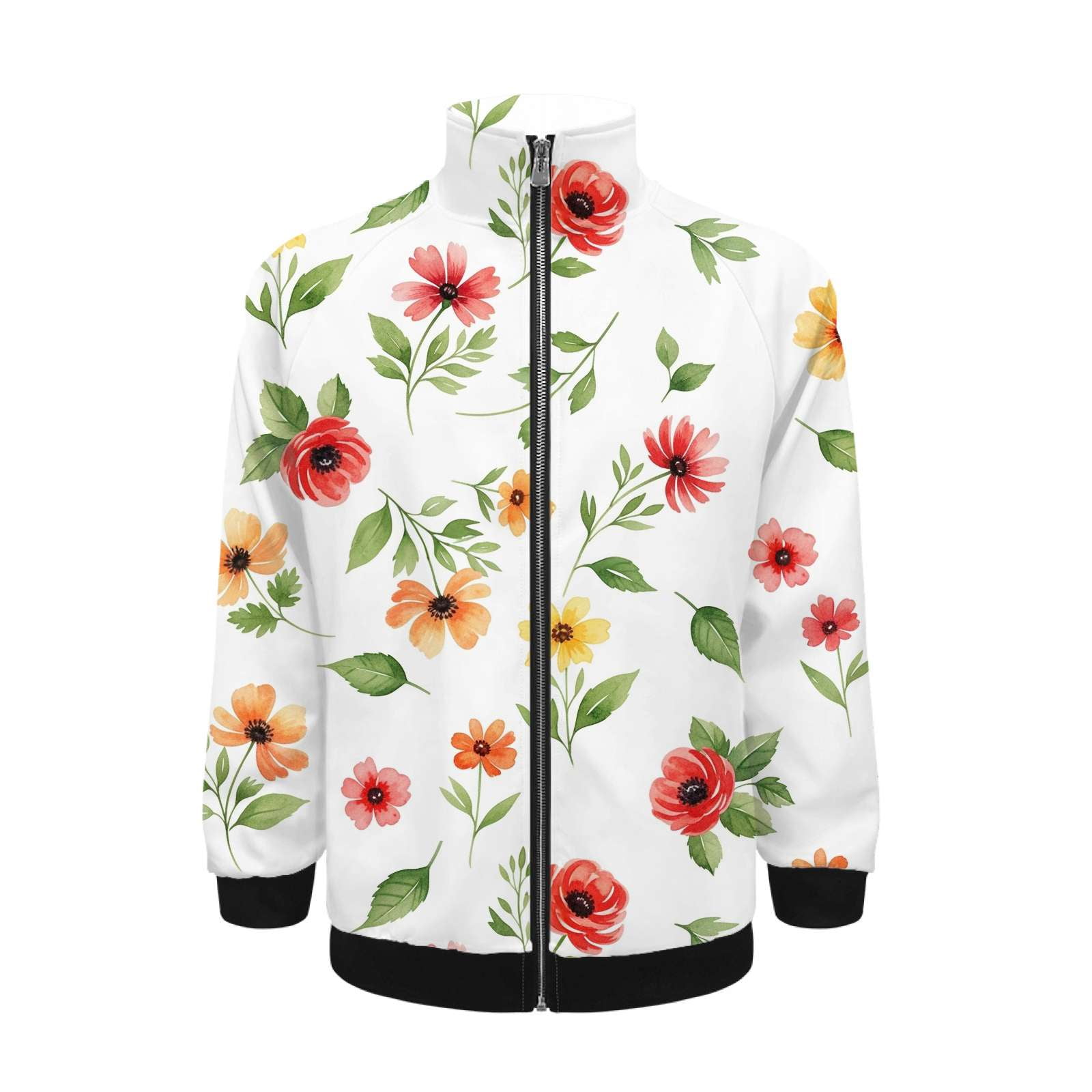 Watercolor Floral Pattern Jacket Men's Street Cool Long Sleeves Coat ...