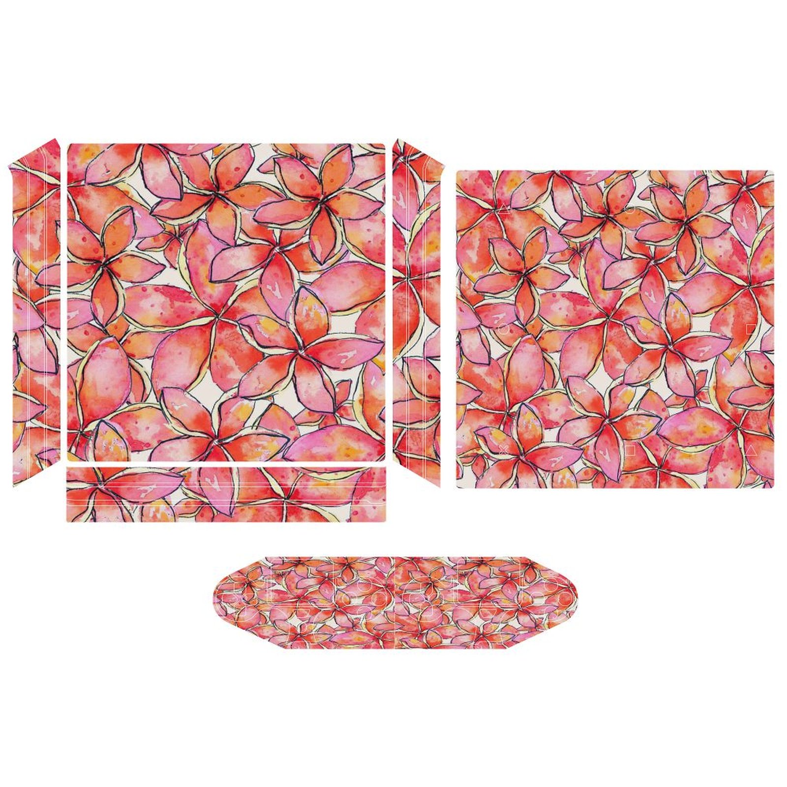 Watercolor Floral Pattern PS4 Pro/PS4 Slim Skin Sticker For Console And ...