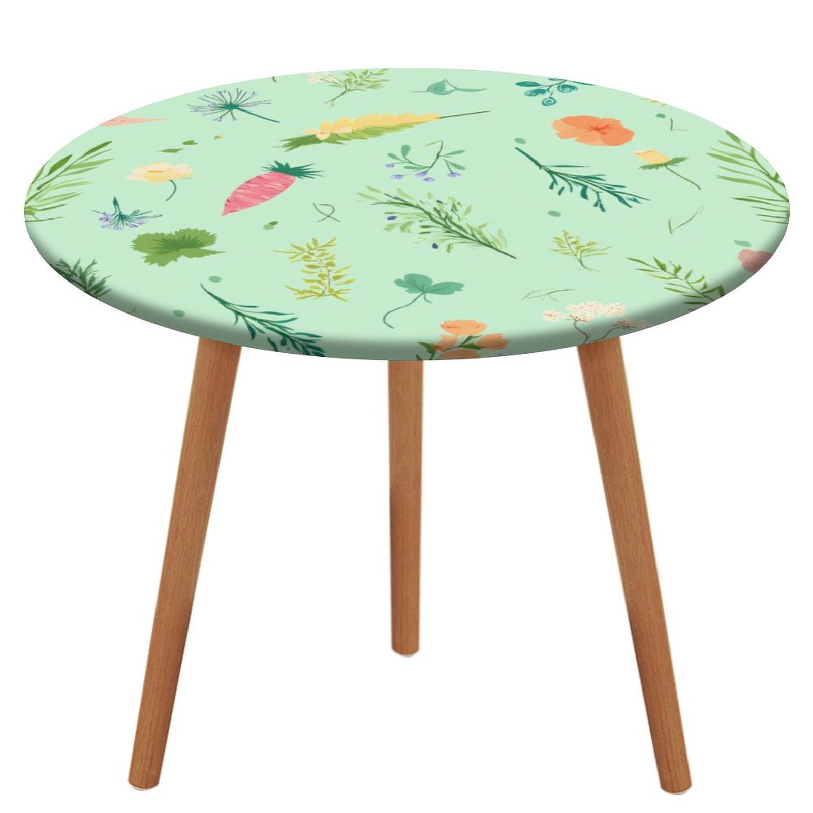 Watercolor Floral Pattern Pattern Round Tablecloth Waterproof Elastic ...