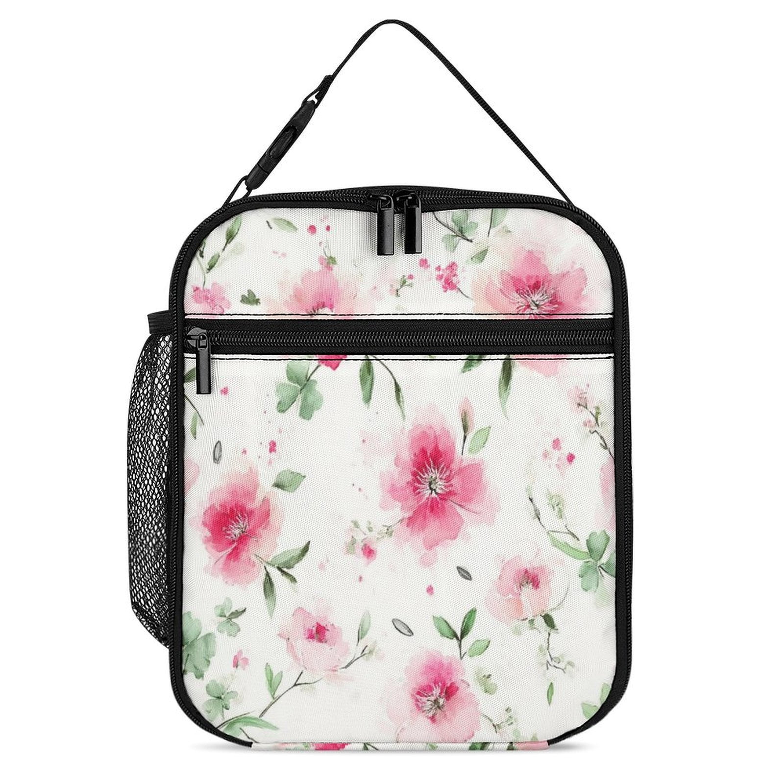 Watercolor Floral Pattern Portable Lunch Boxes Women Waterproof Thermal ...