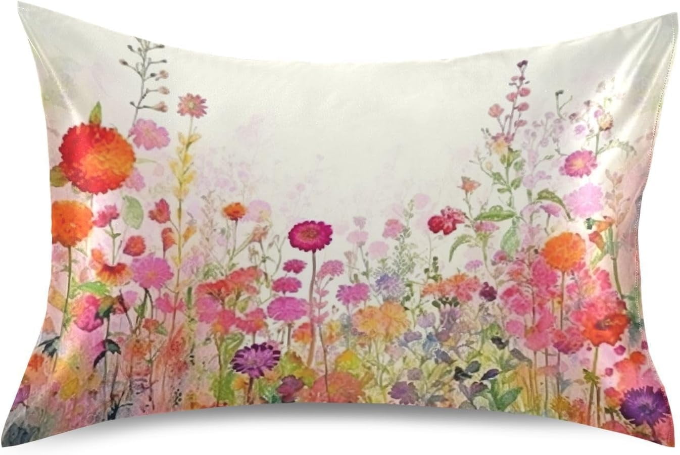 Watercolor Floral Satin Pillowcase for Hair and Skin Silk Pillowcase ...